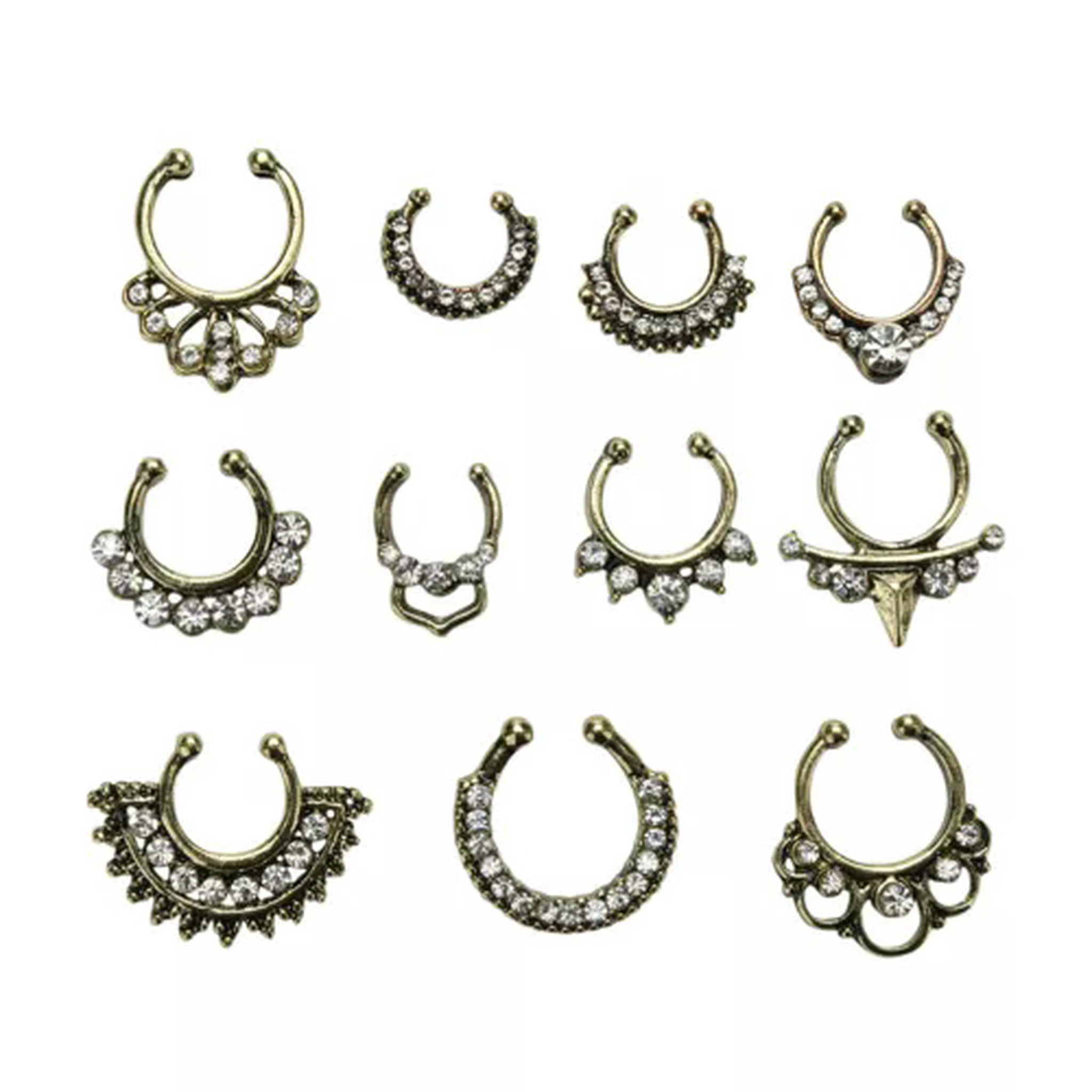 HOOUN Fake Unisex Septum Clicker Nose Ring Non Piercing Hanger Clip On ...