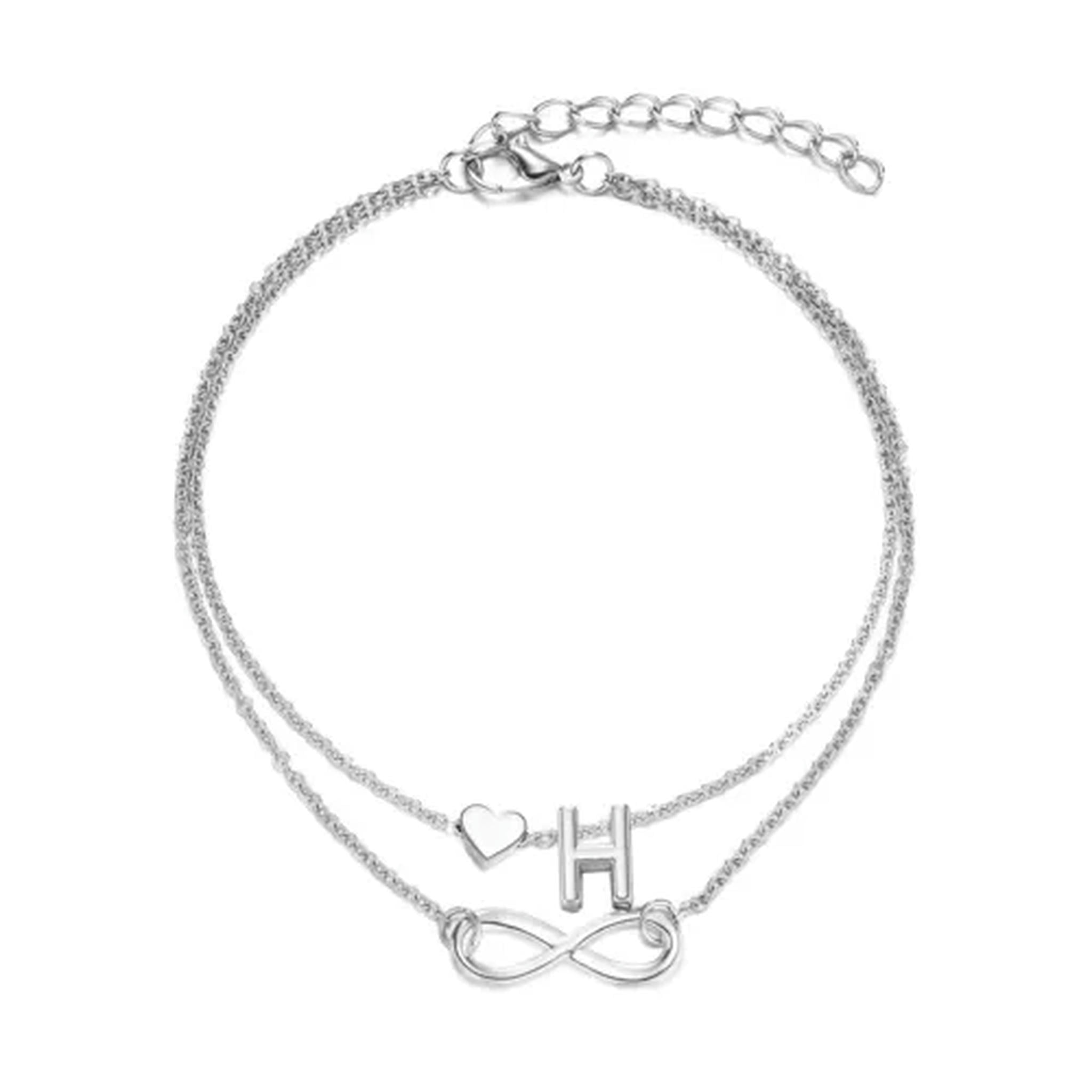 HOOUN Fashion Ankle Chain Simple INS Style Alloy Letter Heart Bracelet ...