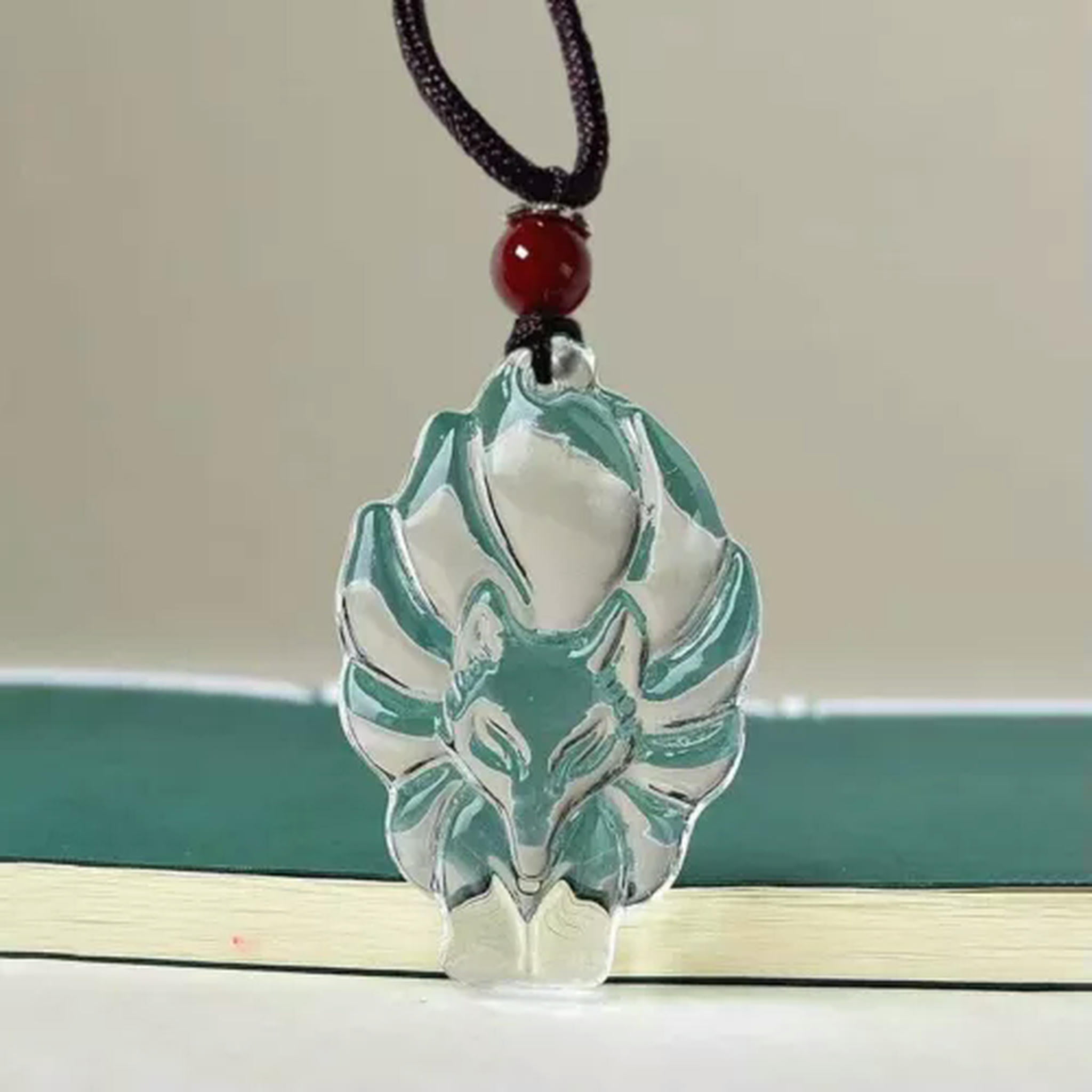 HOOUN Fashion Hand-Carved Nine-Tailed Fox Pendant Necklace Chinese ...