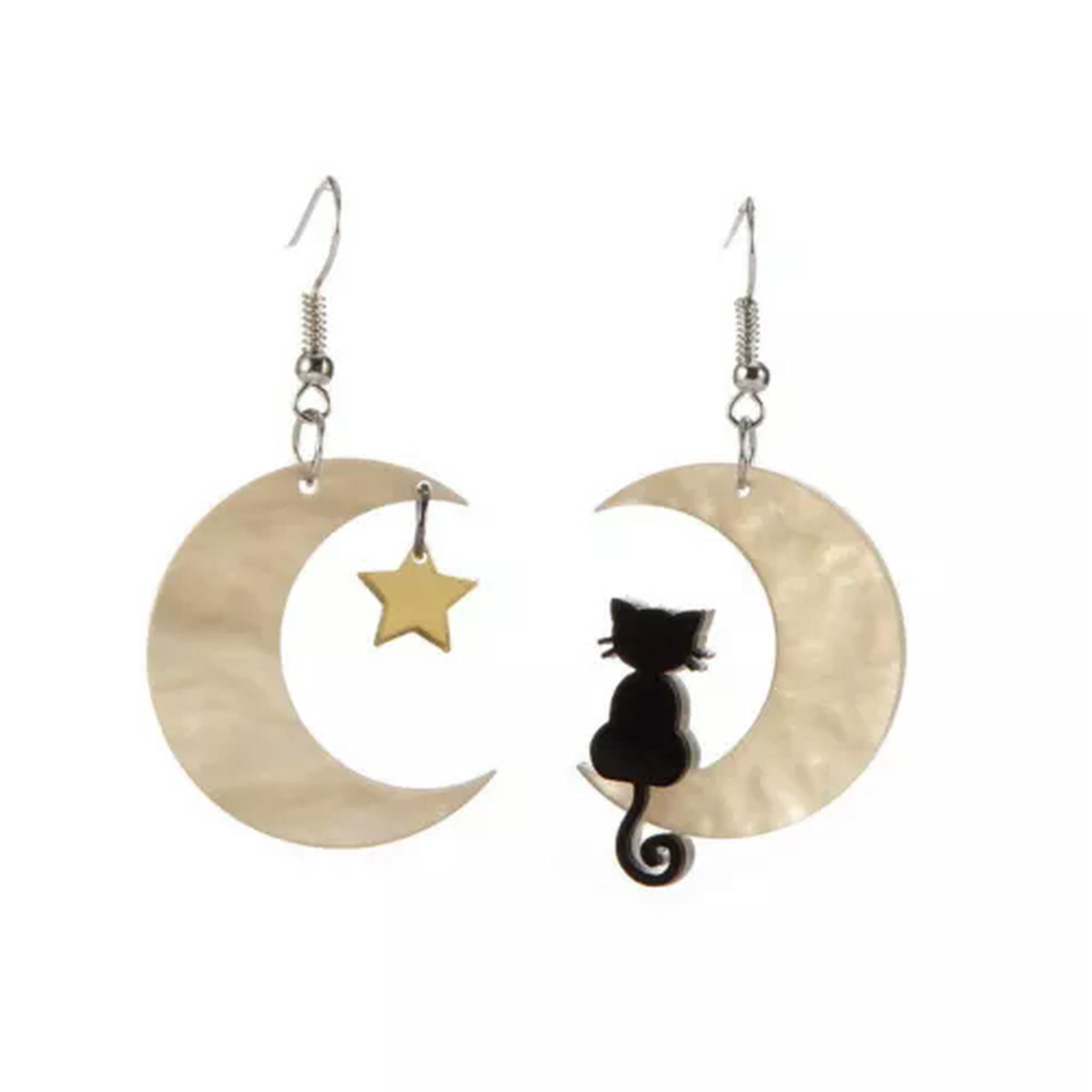 HOOUN Fashion Iridescent Acrylic Crescent Moon Star Earrings Rainbow ...