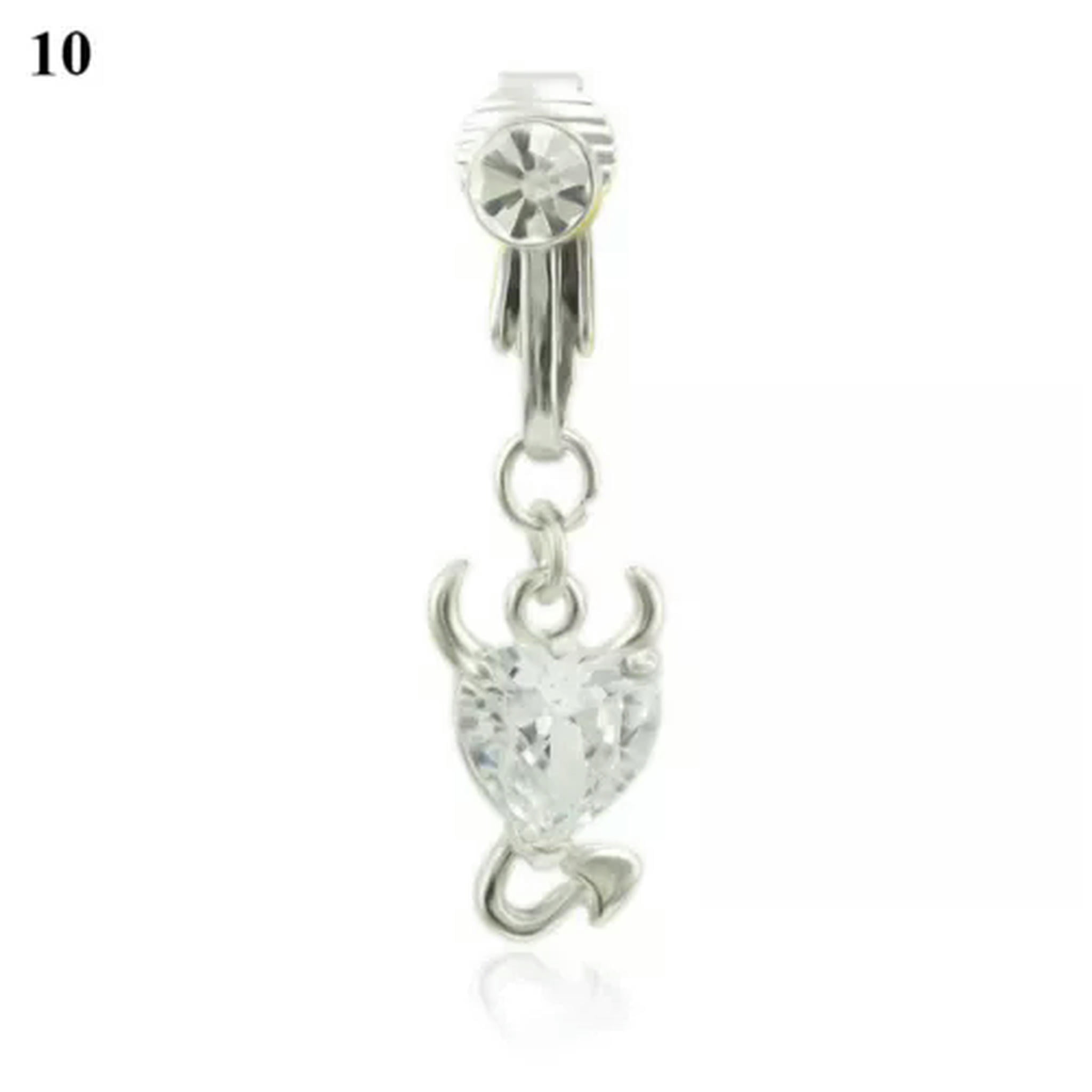 HOOUN Faux Body Piercing Navel Clip on Belly Button Rings Fake Belly ...
