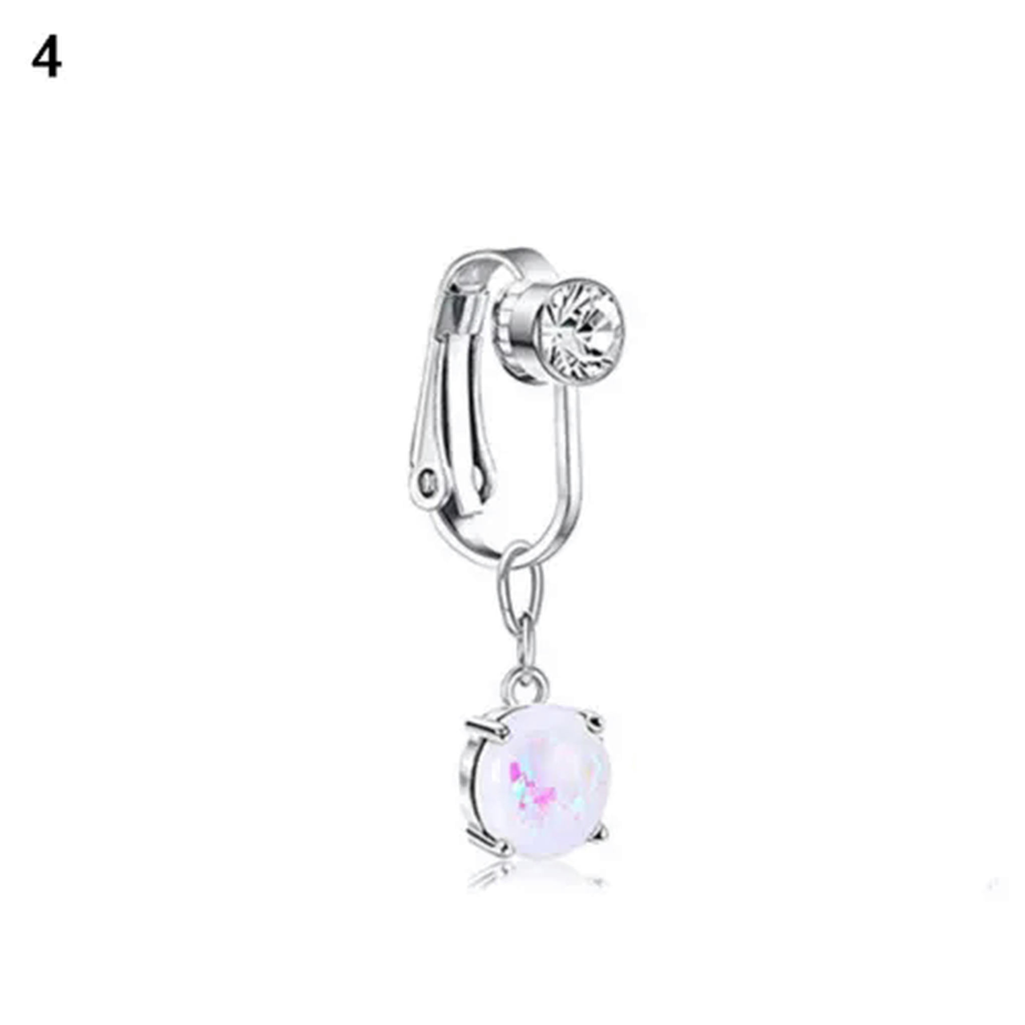 HOOUN Faux Body Piercing Navel Clip on Belly Button Rings Fake Belly ...