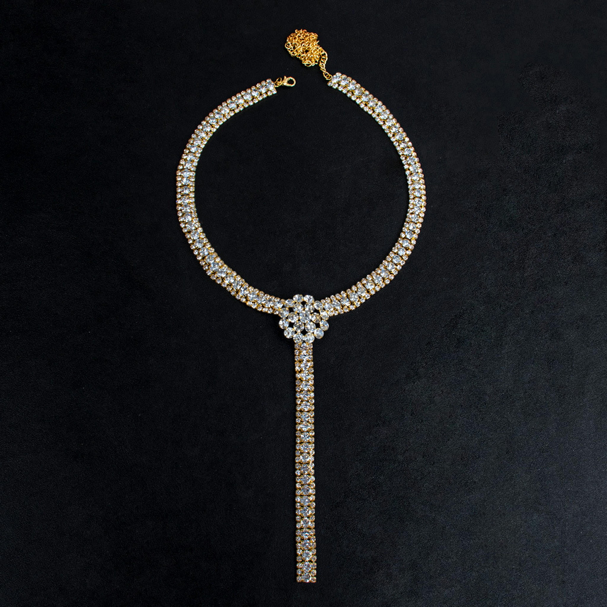 HOOUN Full Diamond Body Chain Show Water Diamond Exaggerated Necklace ...