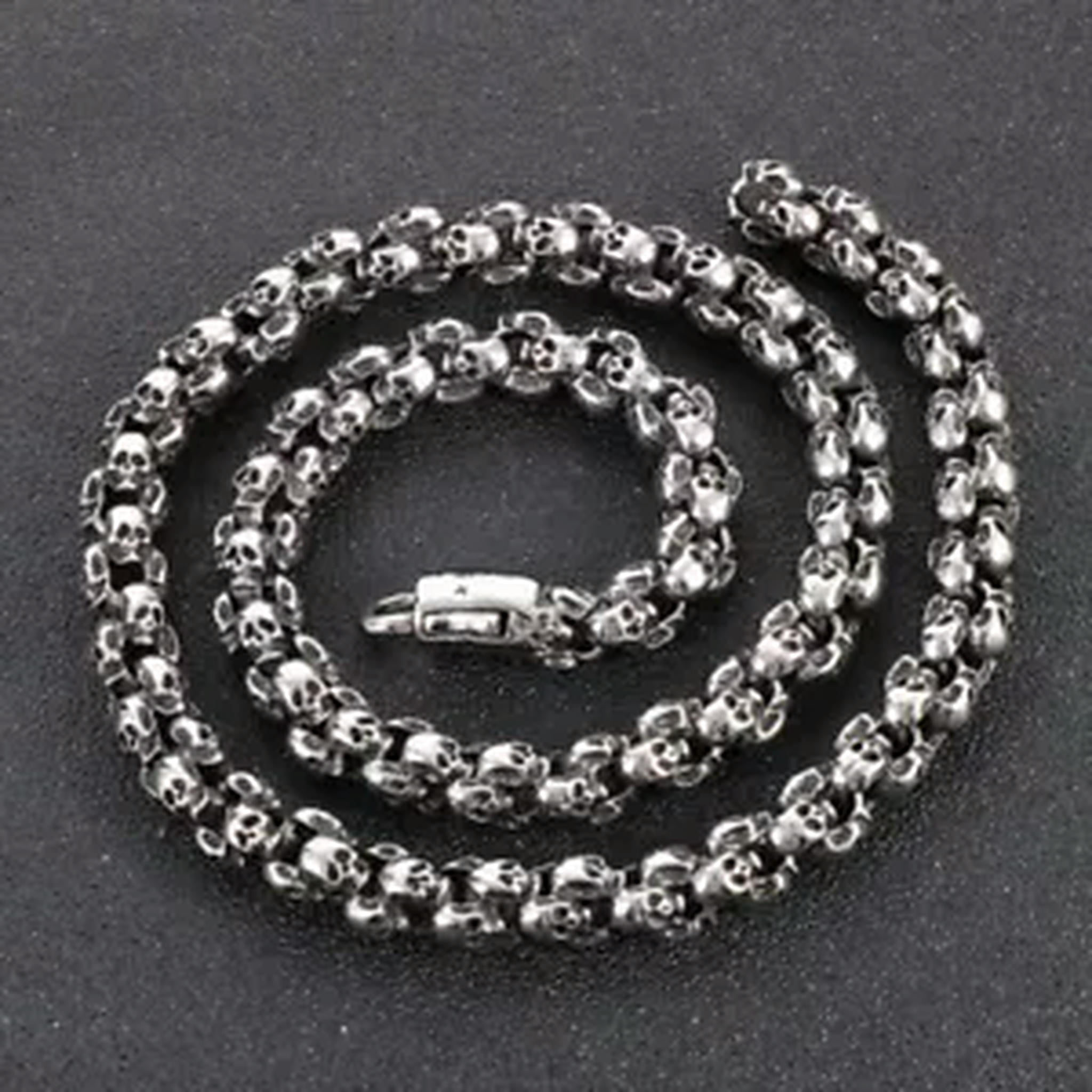 HOOUN Gothic Biker Skeleton Collar Mens Halloween Skull Stainless Steel ...