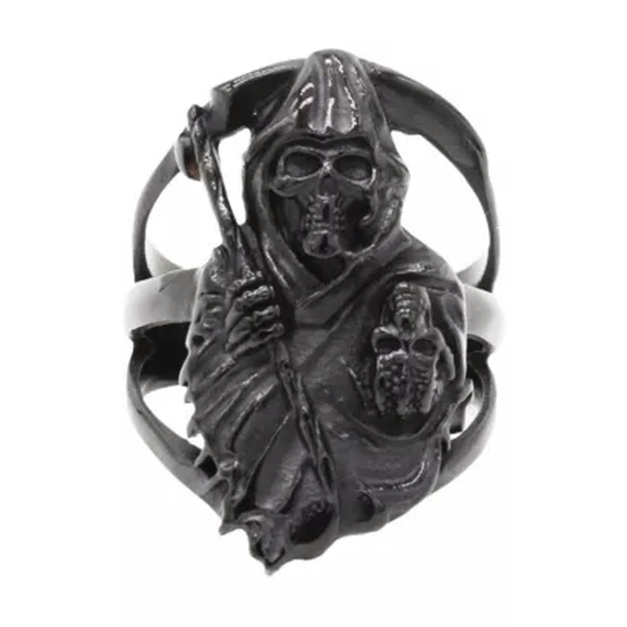 HOOUN Gothic Hell Devil Skull Ring Men's Stainless Steel Sickle Death ...