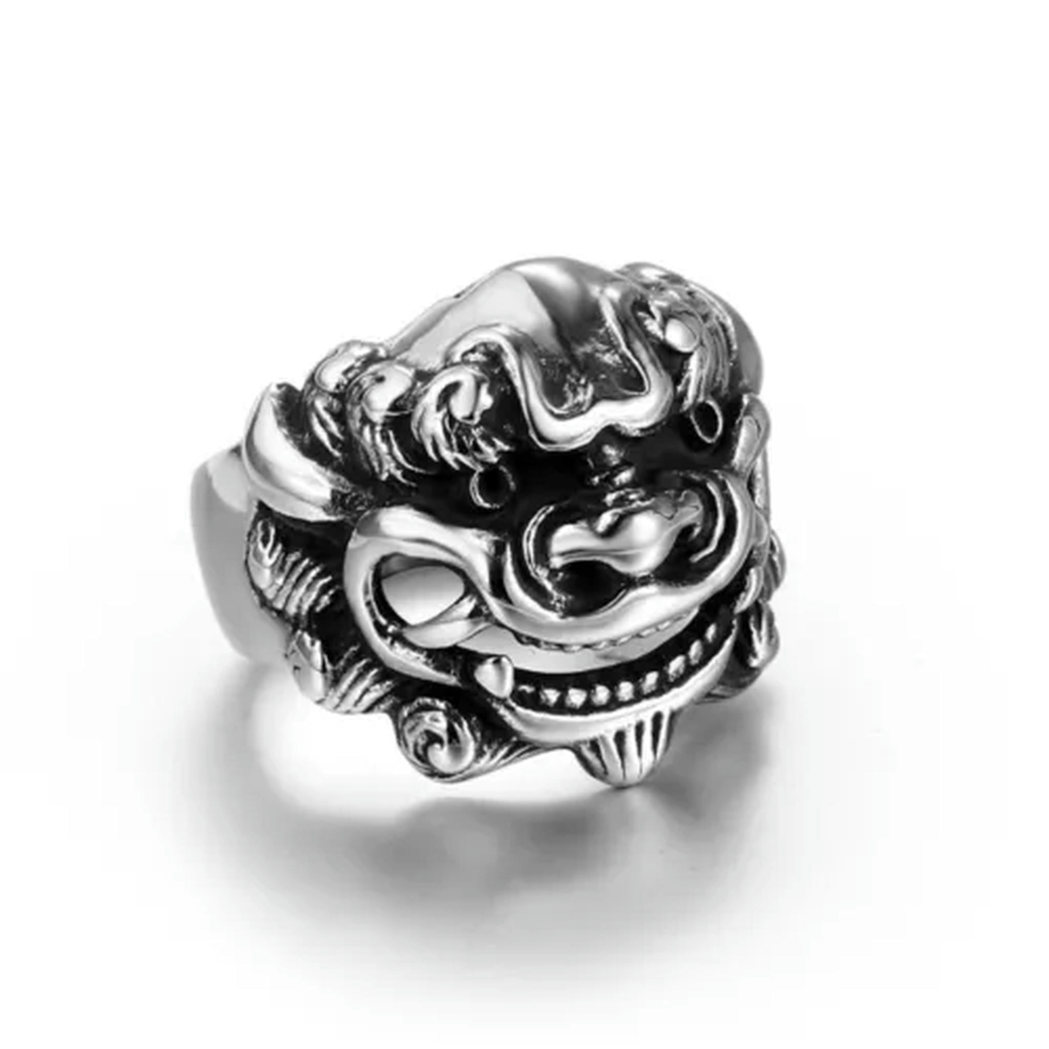 HOOUN Gothic Men's Tribal Lion Totem Mask Rings Stainless Steel Master ...