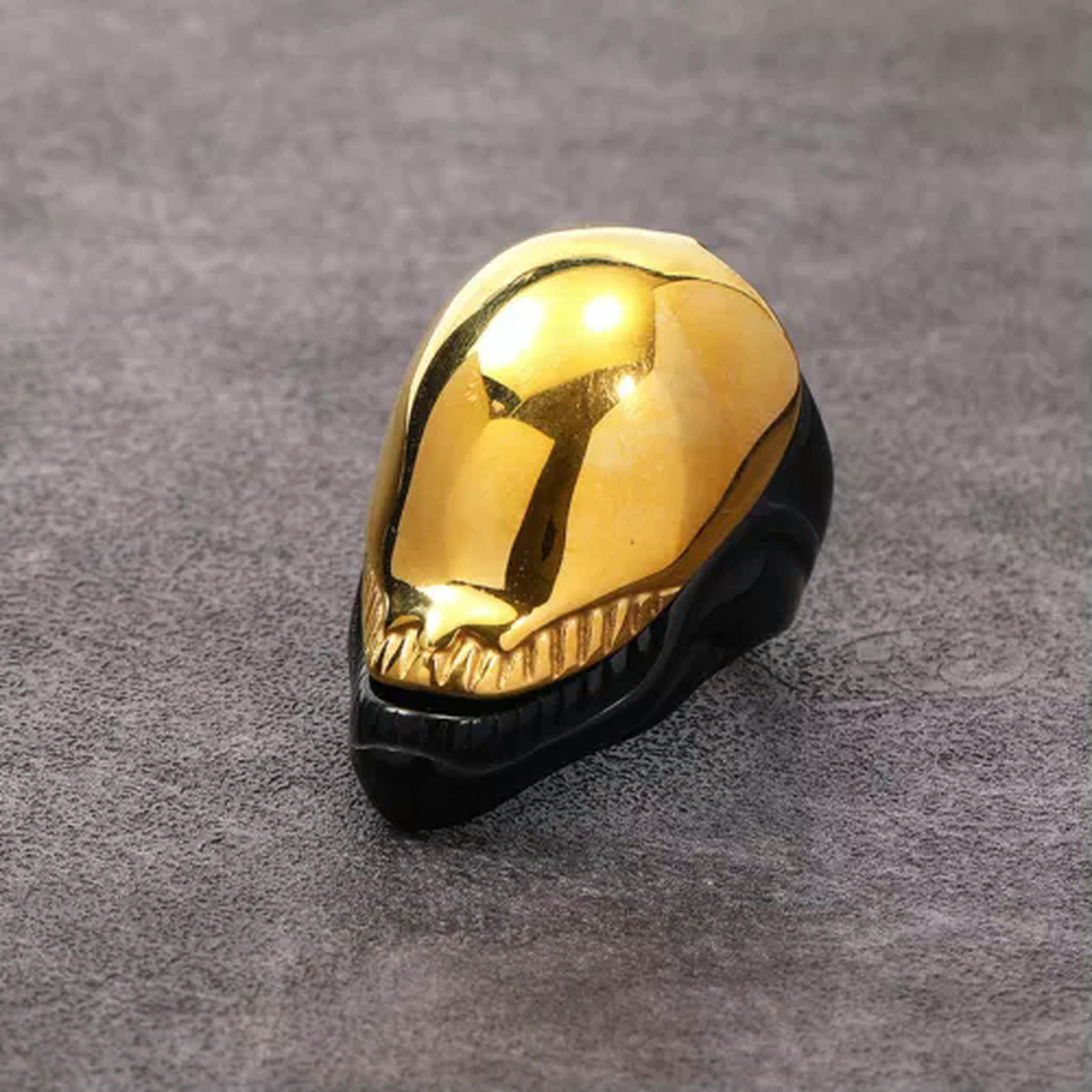 HOOUN Gothic Openable Alien Skull Ring Stainless Steel Men's Skeleton ...