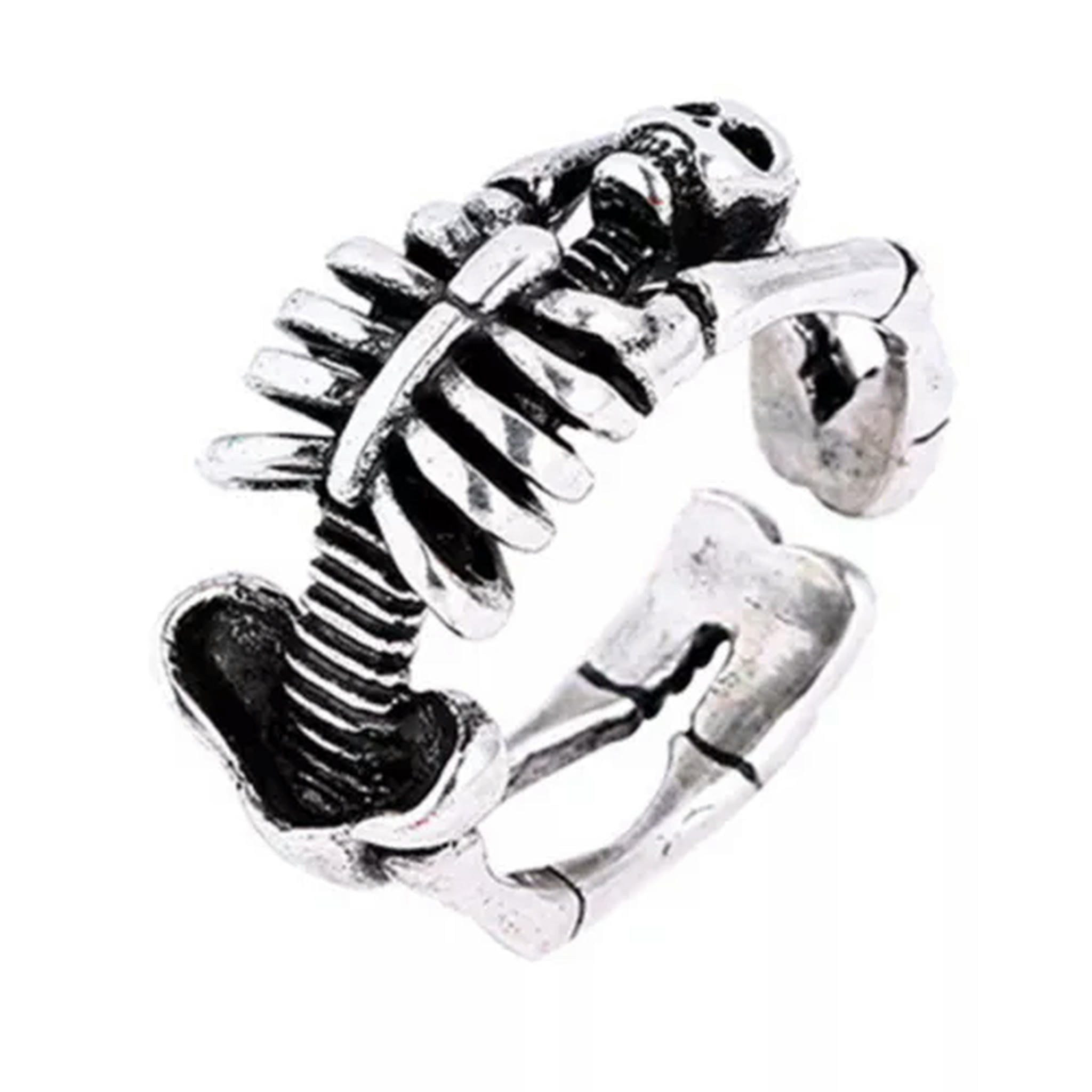 HOOUN Gothic Skeletons & Skulls Open Adjustable Rings Punk Hip Hop ...