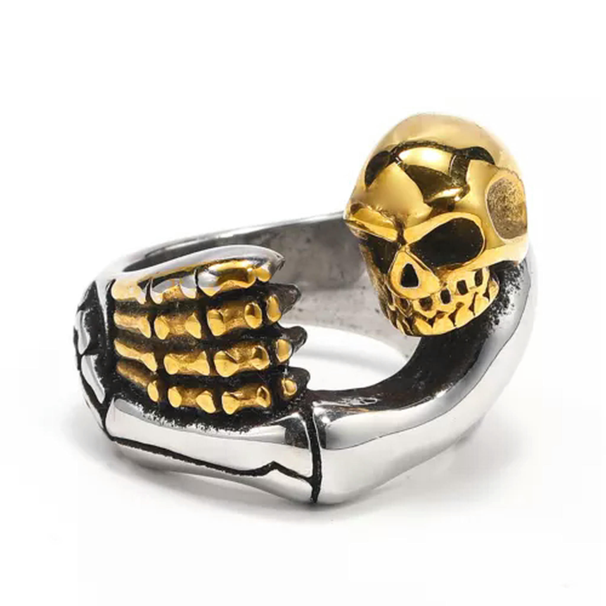 HOOUN Gothic Skull Skeleton Hand Ring for Men Stainless Steel Vintage ...