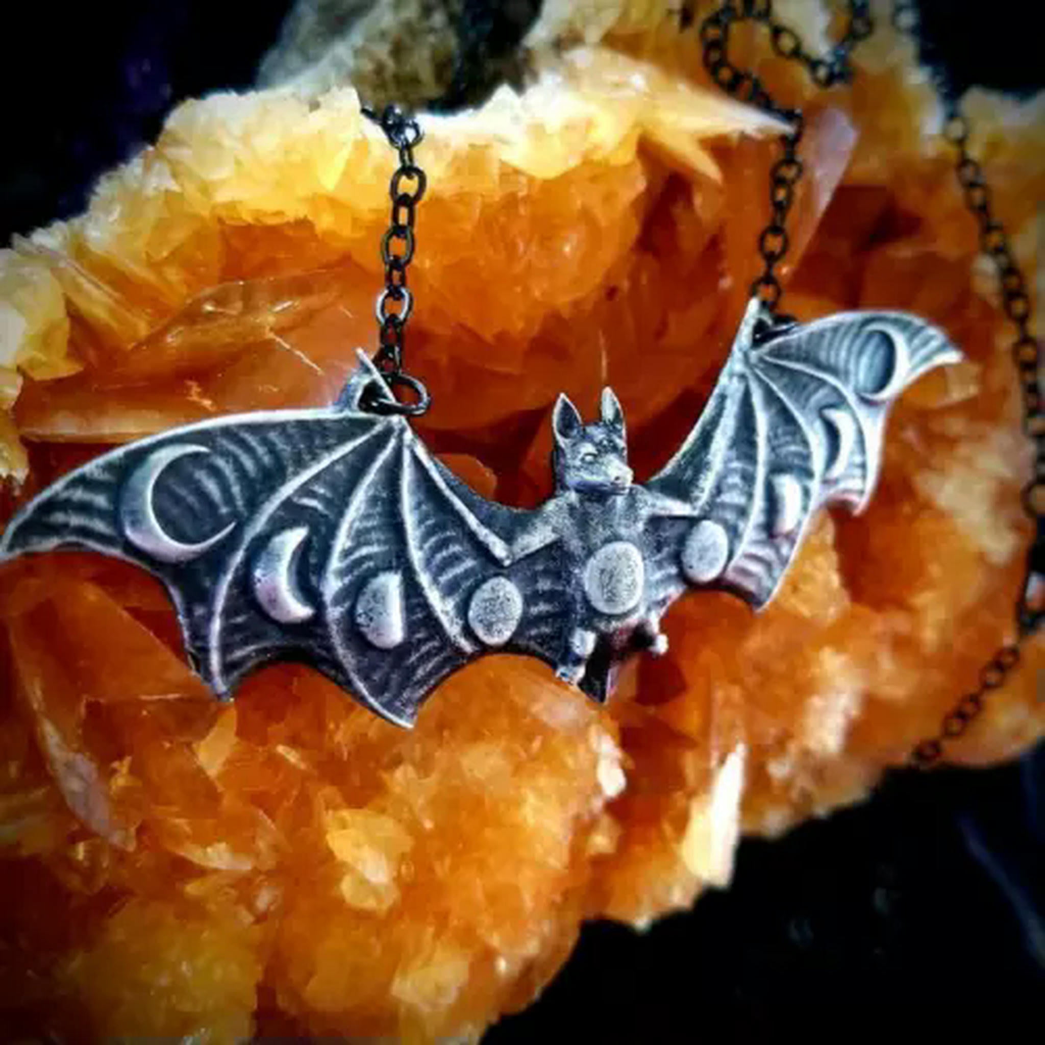 HOOUN Gothic Vampire Black Bat Pendant Necklace for Men Women Hip Hop ...