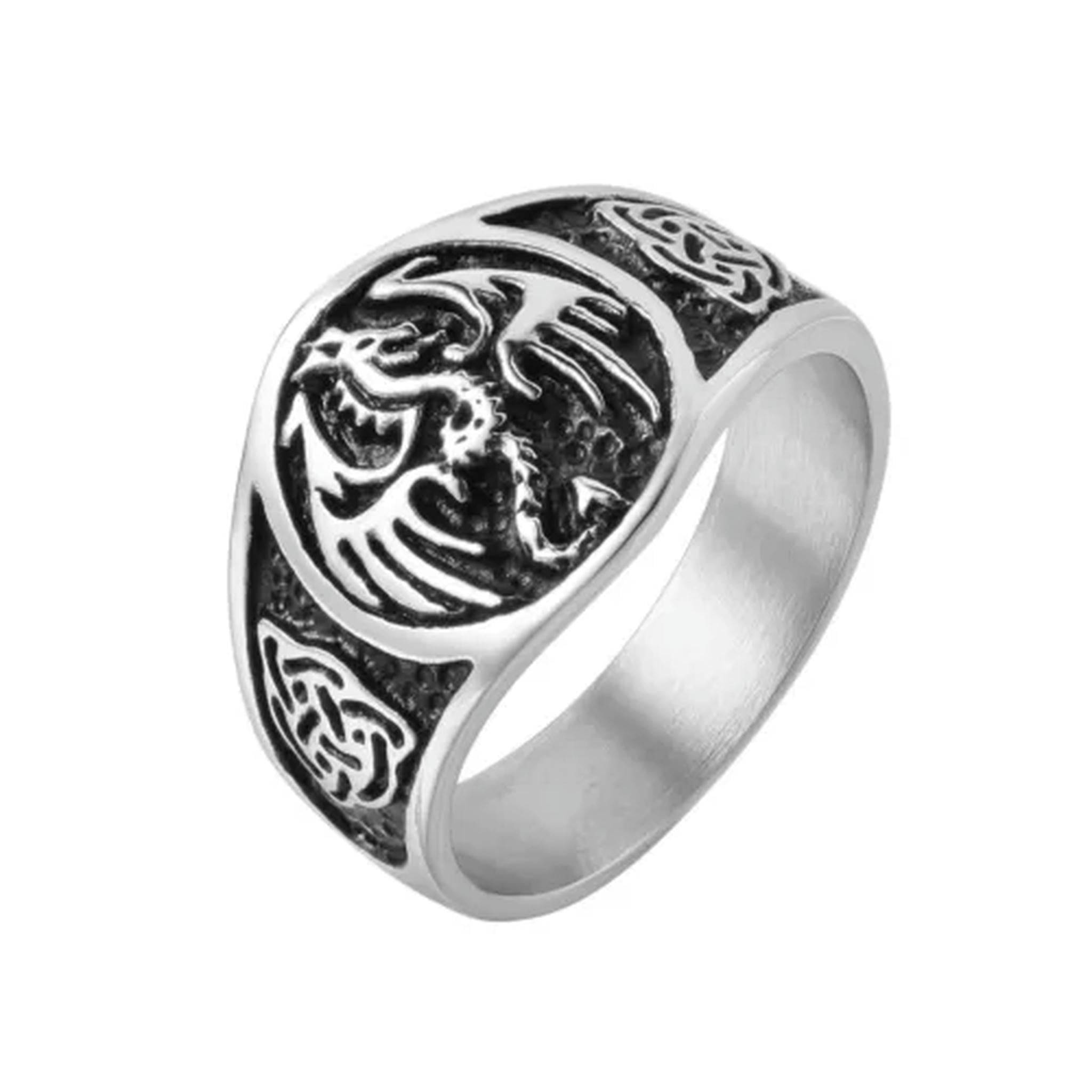HOOUN Gothic Wings Dragon Ring Stainless Steel Vintage Powerful Dragon ...