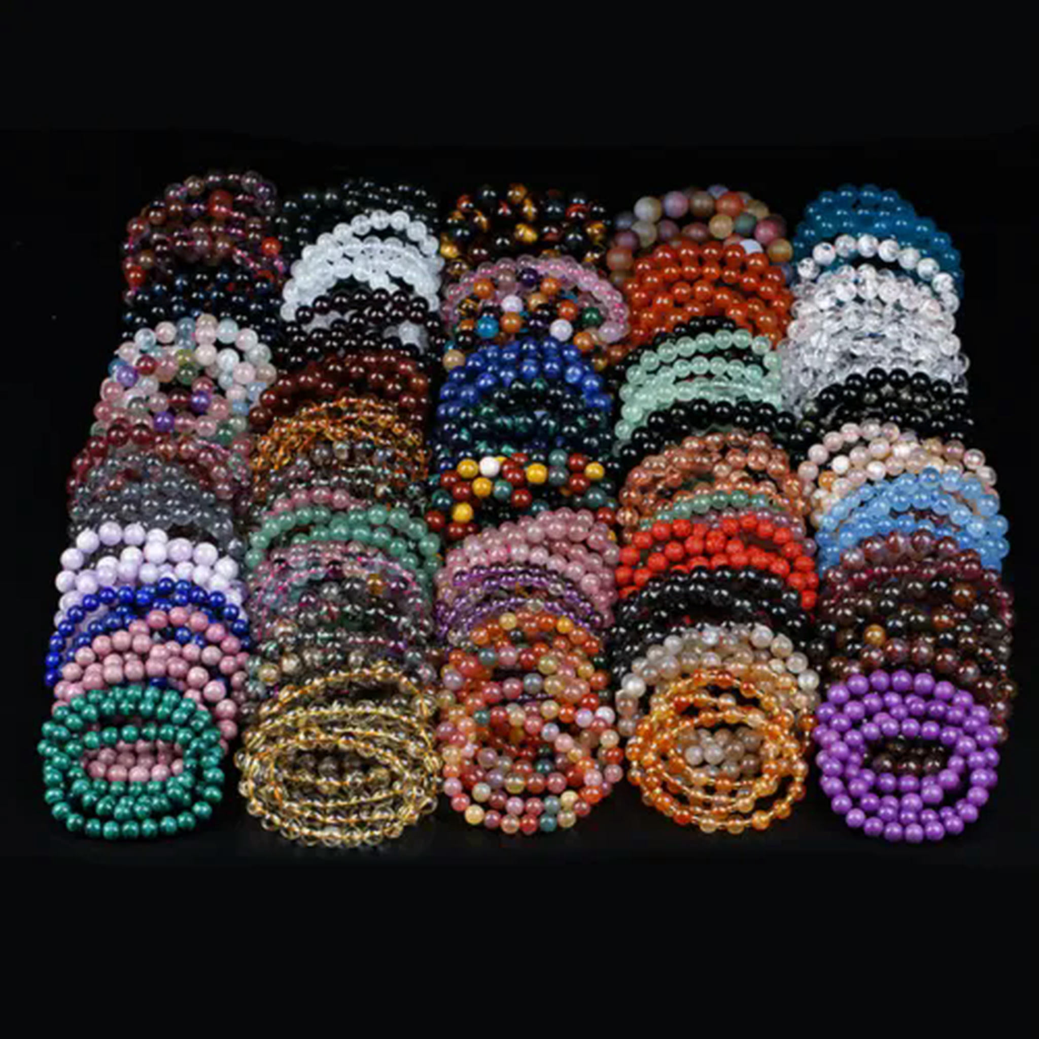 HOOUN High Grade Natural Stone Energy Bead Stretch Bracelet 4 6 8 10mm ...