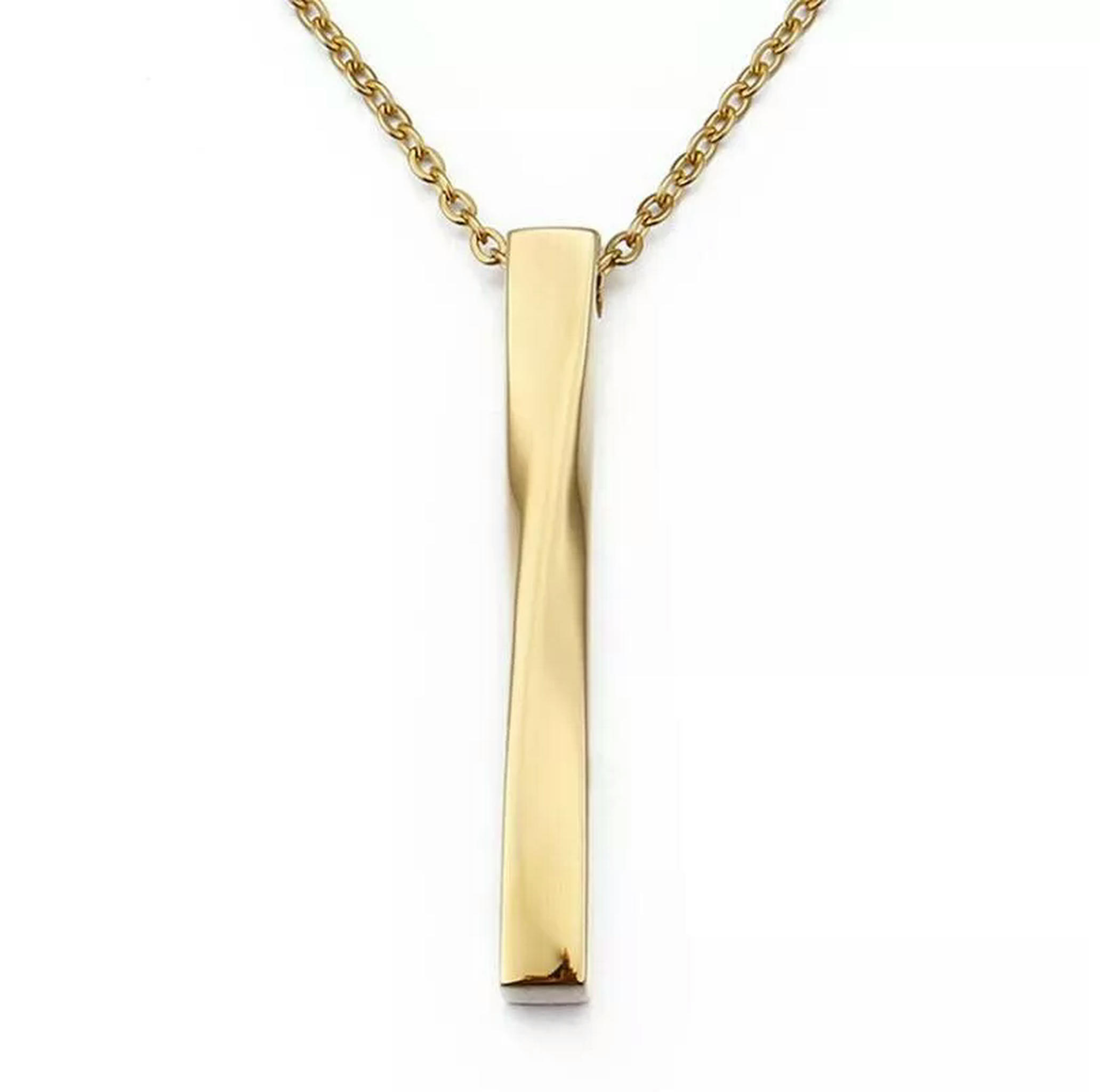 HOOUN Hip Hop Style Gold Stainless Steel Twisted Bar Pendant Necklace ...