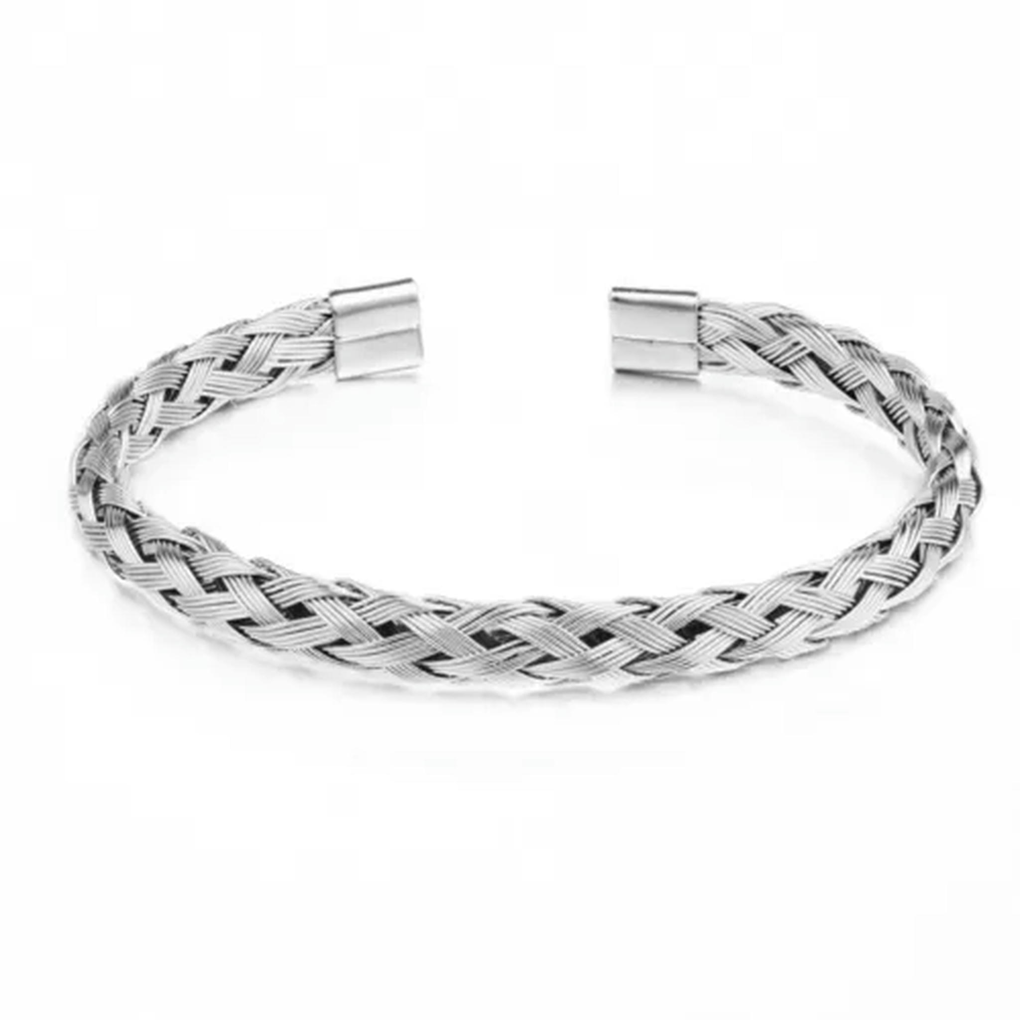 HOOUN Hot Twisted Cable Opening Cuff Bracelet Mesh Woven 316 Stainless ...