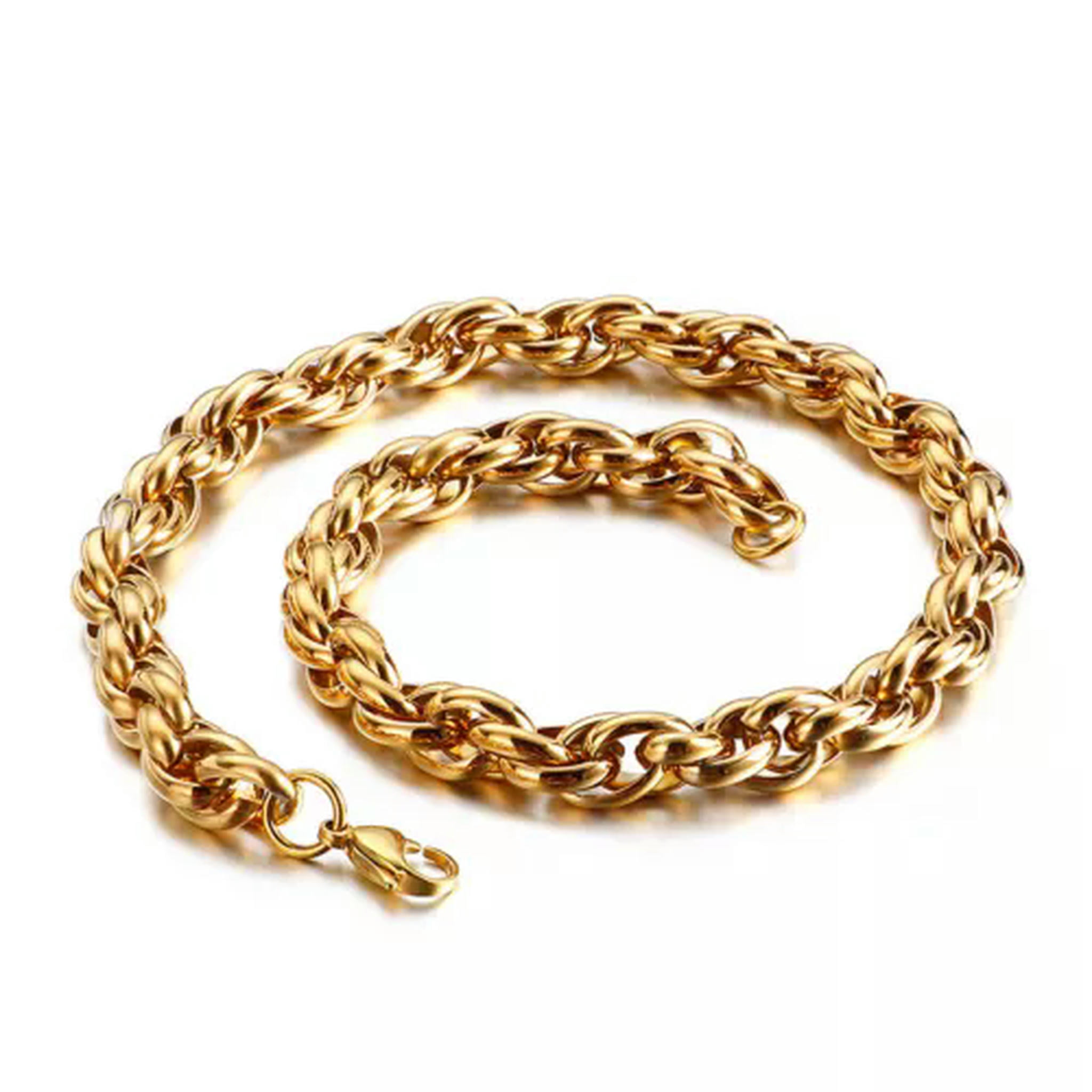HOOUN Huge Heavy 10mm 18-26inch Gold Rope Chain Necklace Stainless ...