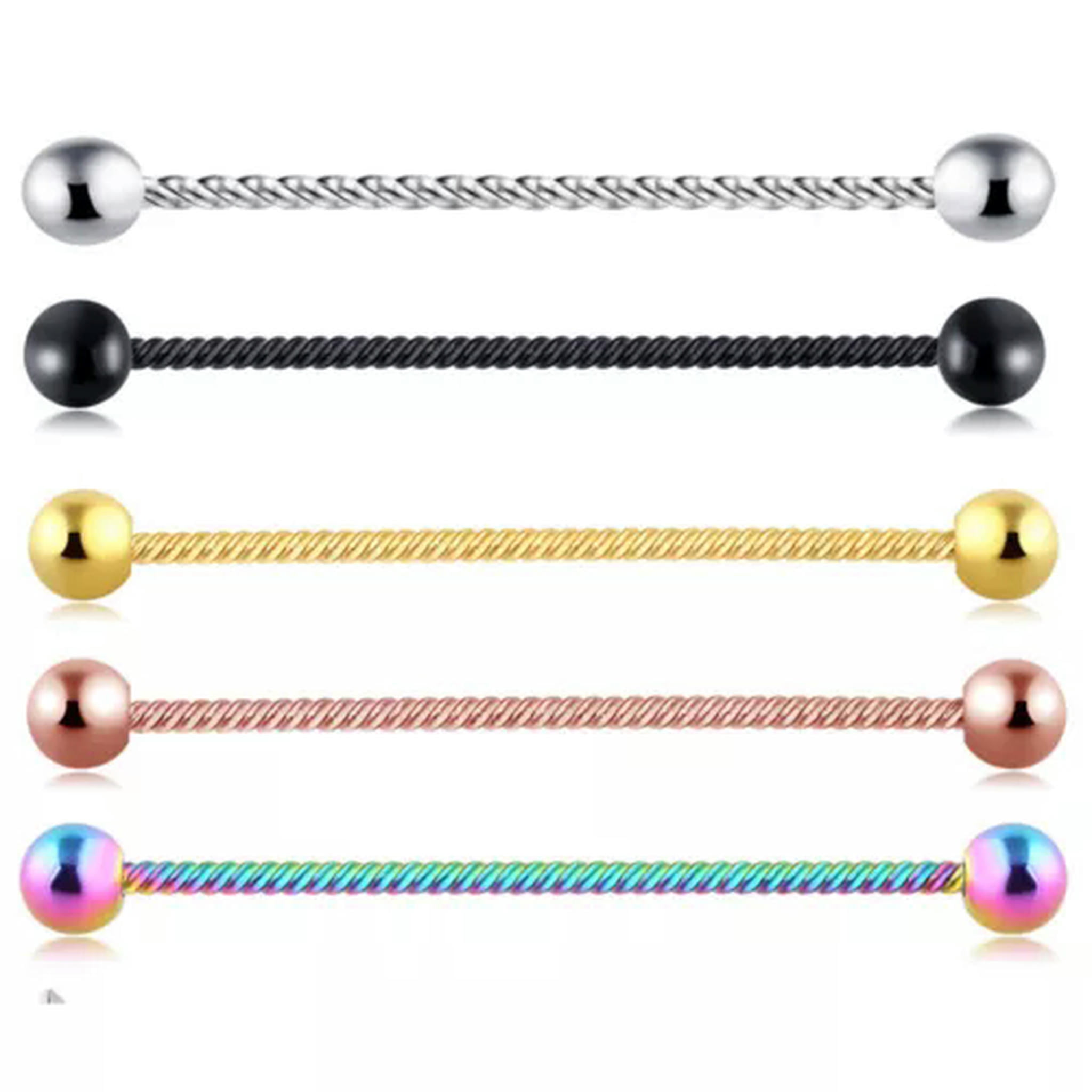 HOOUN Industrial Scaffold Bar Ear Piercing Twist Straight Barbell Steel ...