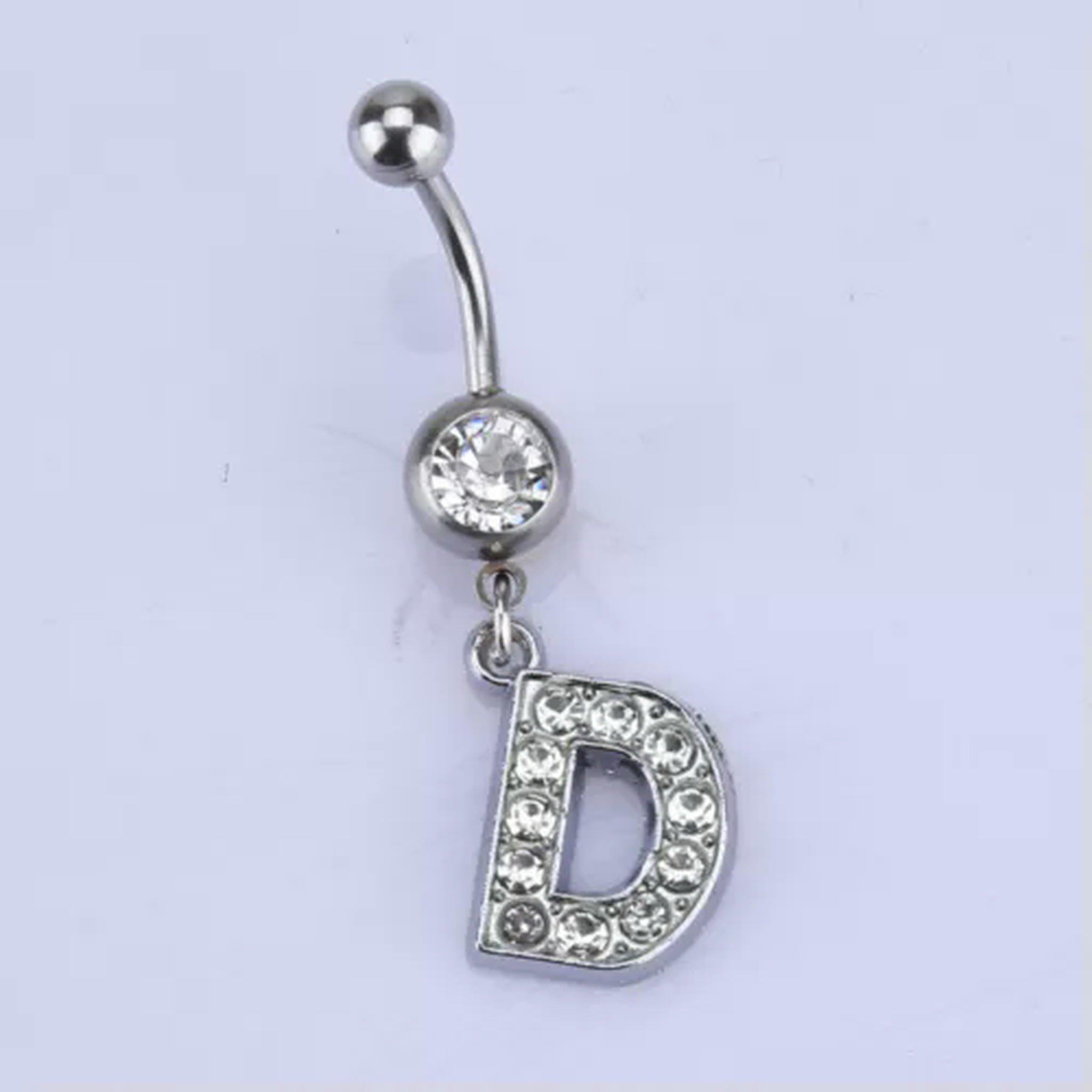 HOOUN Letters A-Z Charming Body Piercing Crystal Rhinestone Navel Belly ...