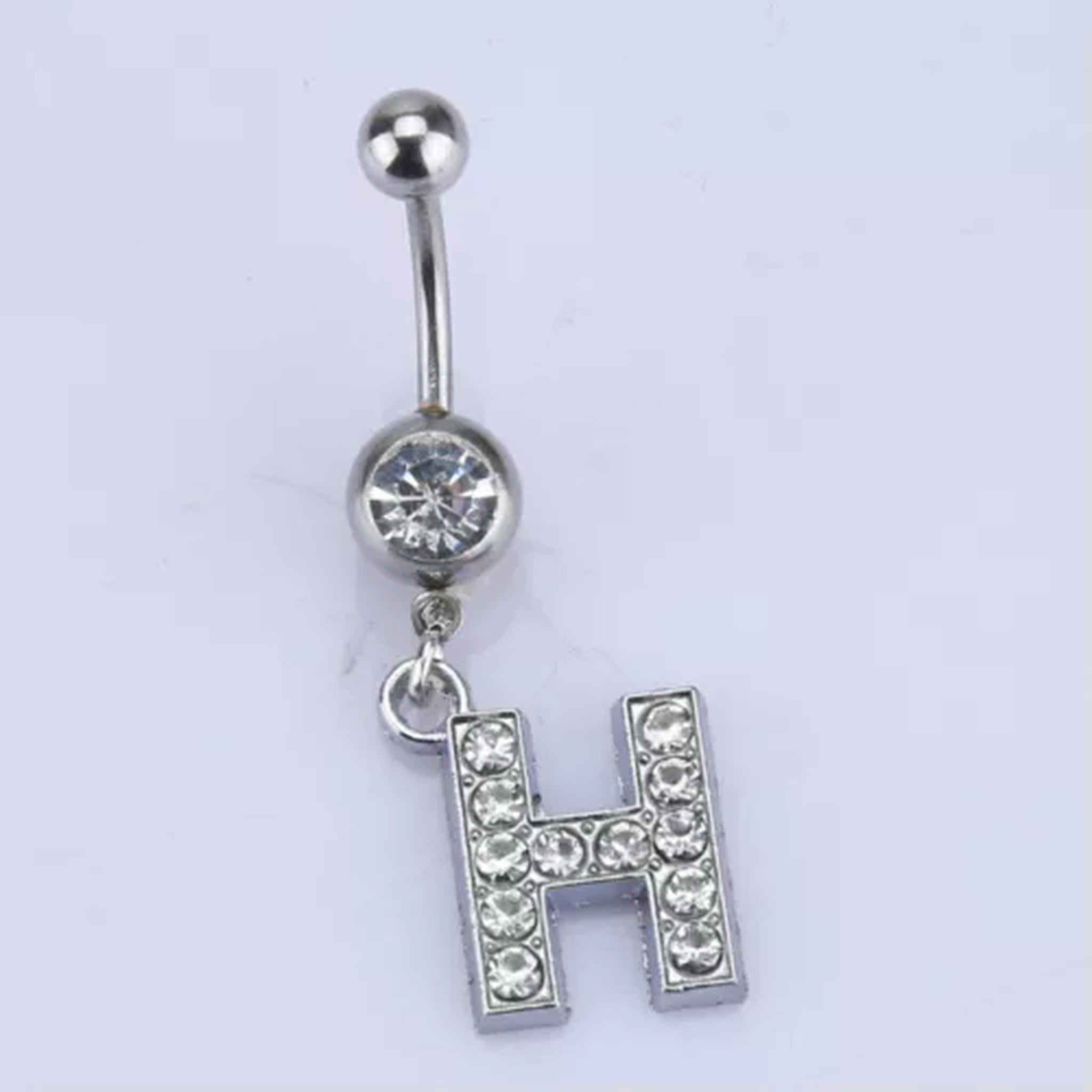 HOOUN Letters A-Z Charming Body Piercing Crystal Rhinestone Navel Belly ...