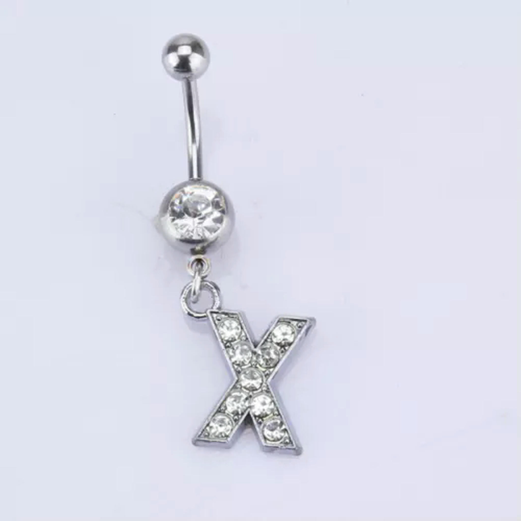 HOOUN Letters A-Z Charming Body Piercing Crystal Rhinestone Navel Belly ...