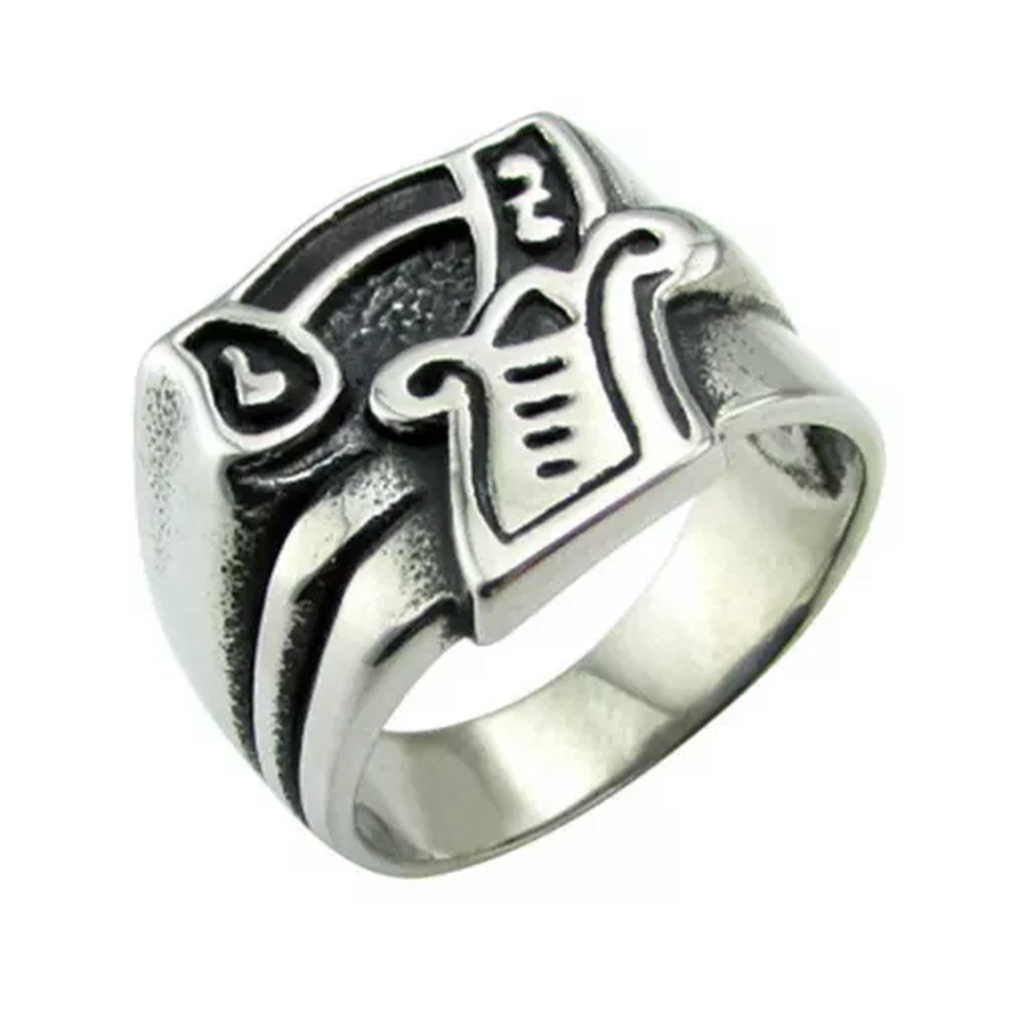 HOOUN Lucky Seven Good Luck Number 7 Ring Stainless Steel Mens Vintage ...
