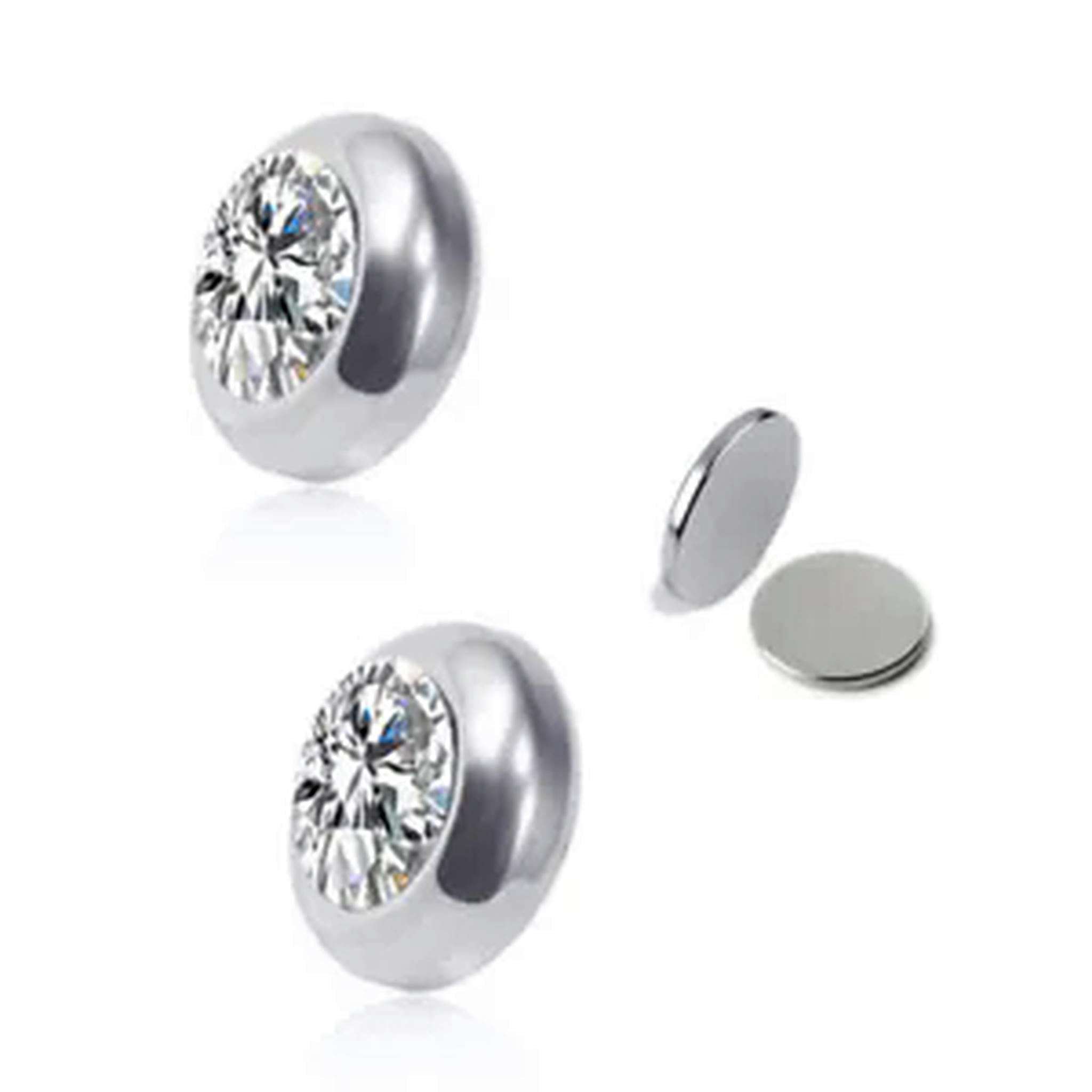 HOOUN Magnetic Ear Clip Fake Earring Crystal Ear Stud Rhinestone Men ...