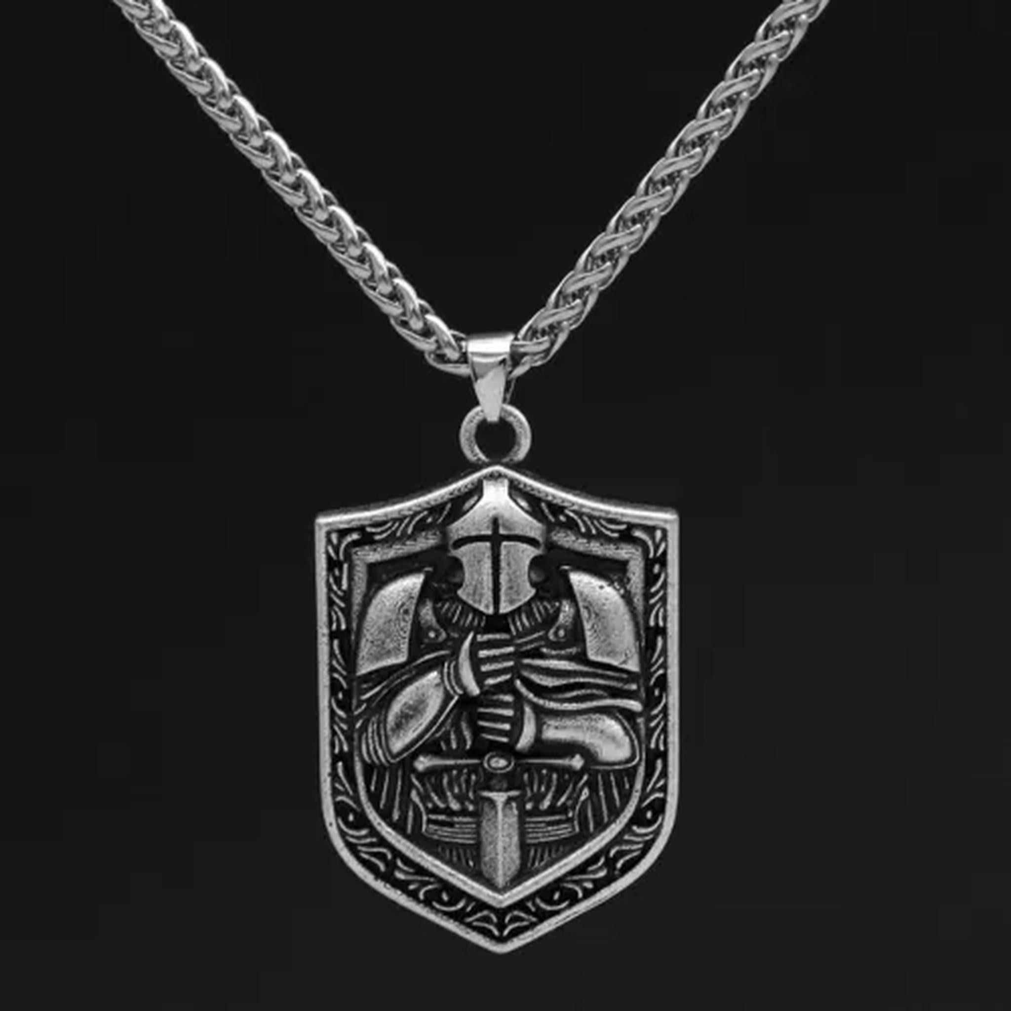 HOOUN Men Crusader Pendant Christian Templar Knight Necklace Medieval ...