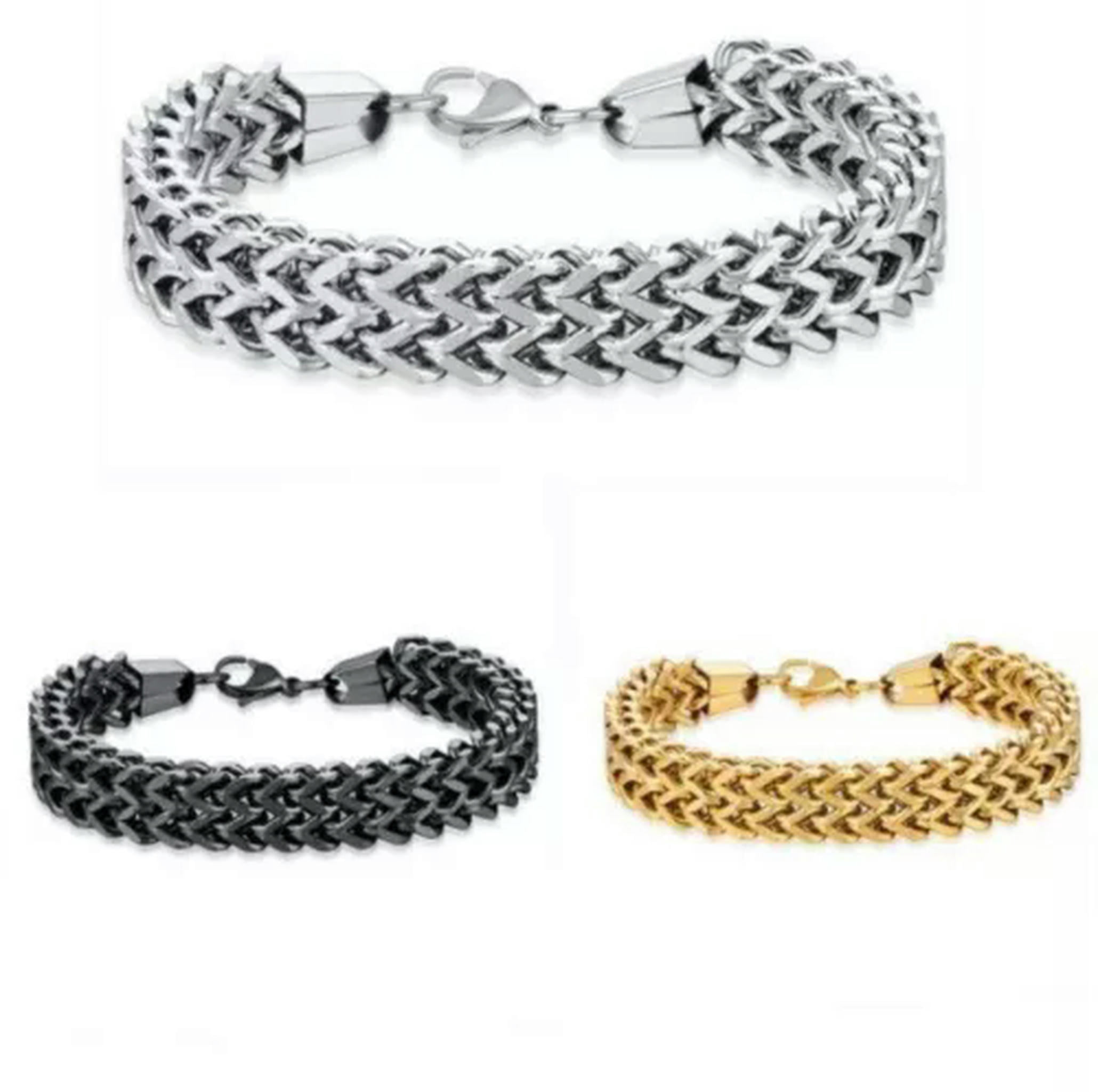 HOOUN Men's 316L Stainless Steel Layer Box Chain Link Fashion Chunky ...