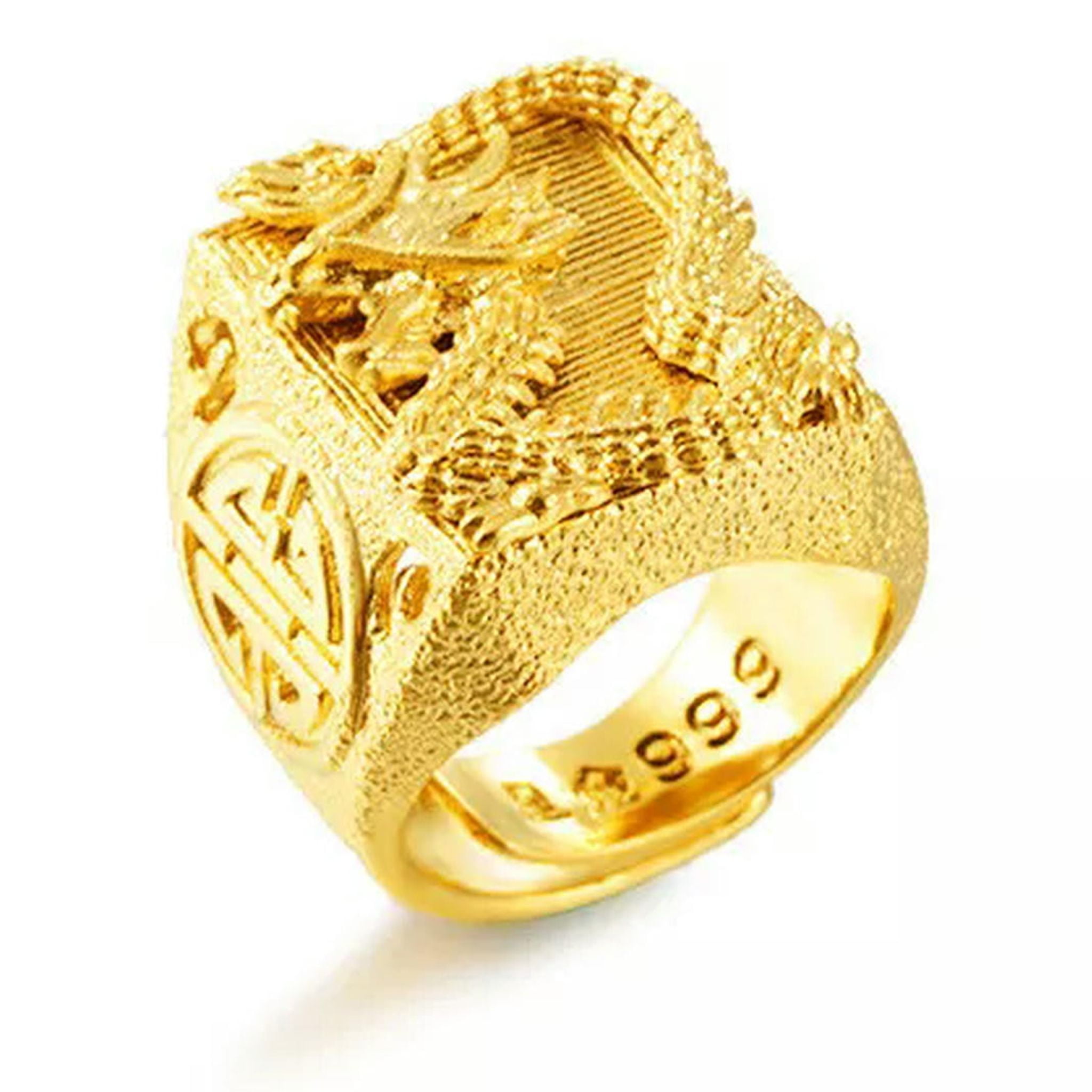 HOOUN Men's Auspicious coiled dragon 23K 24K THAI BAHT YELLOW GOLD ...