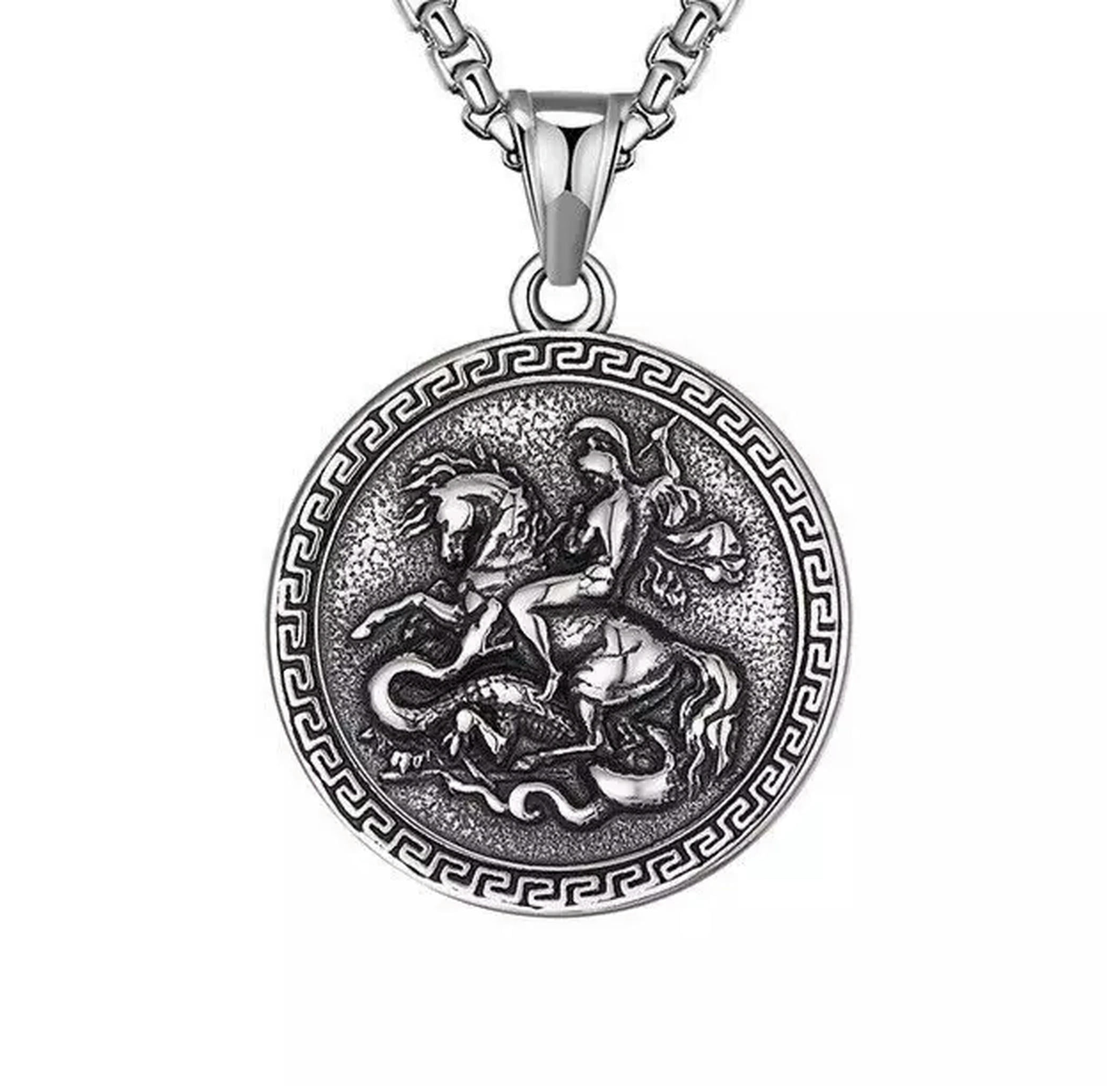 HOOUN Men's Buddhist Amulet stainless steel Dragon Slayer Necklace ...