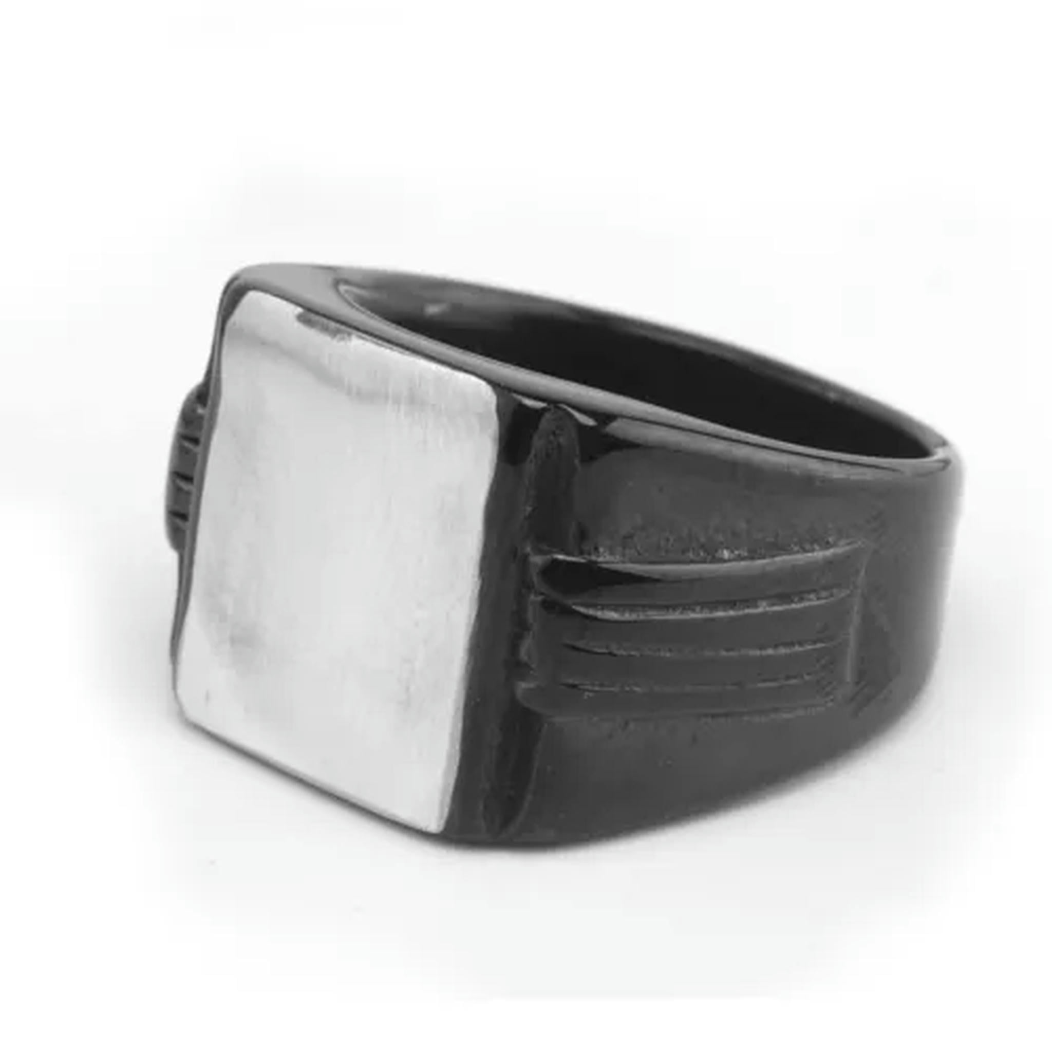 HOOUN Men's Classic Signet Wedding Ring Titanium Fashion Biker Punk ...