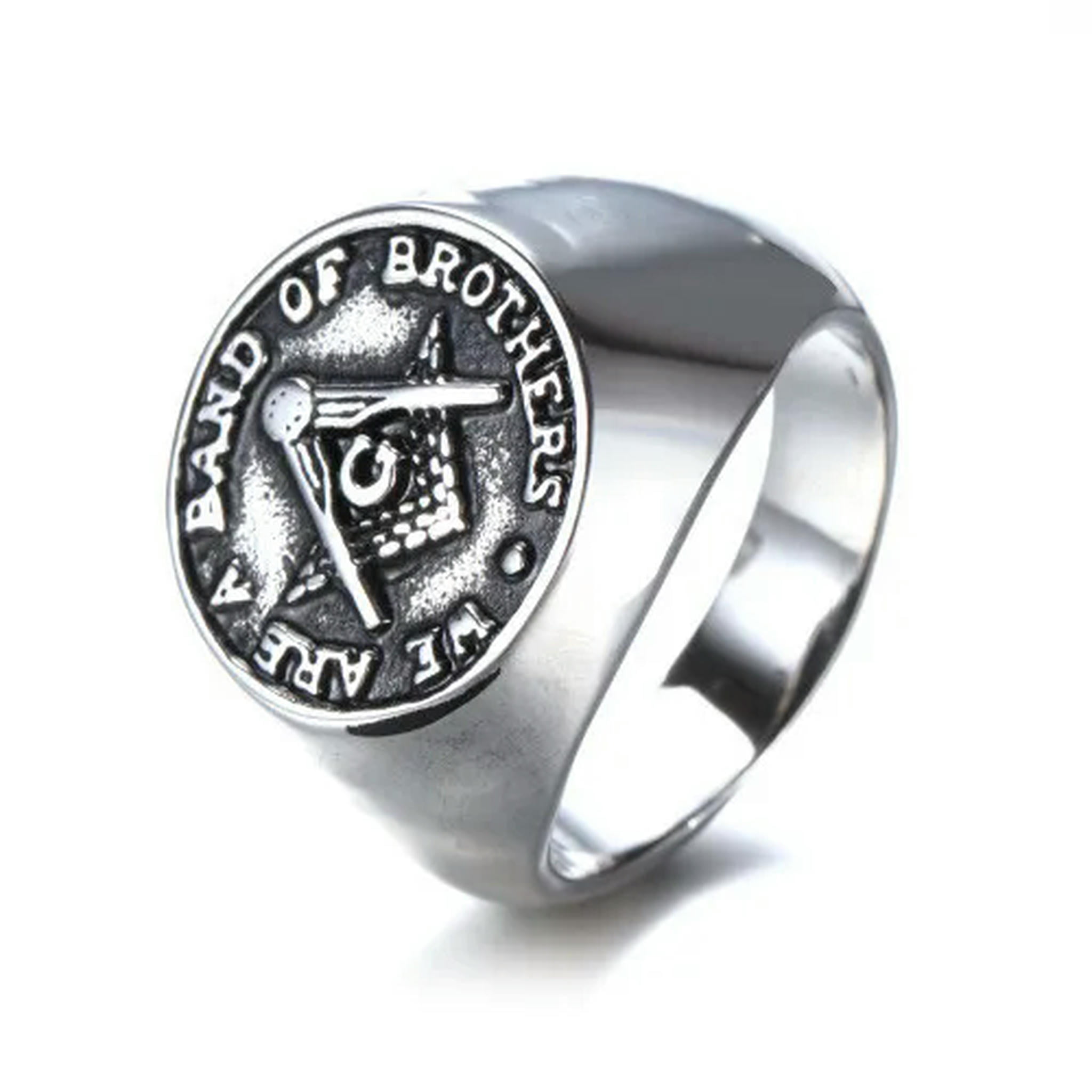 HOOUN Men's Masonic Freemason Brother Ring Stainless Steel Band of ...