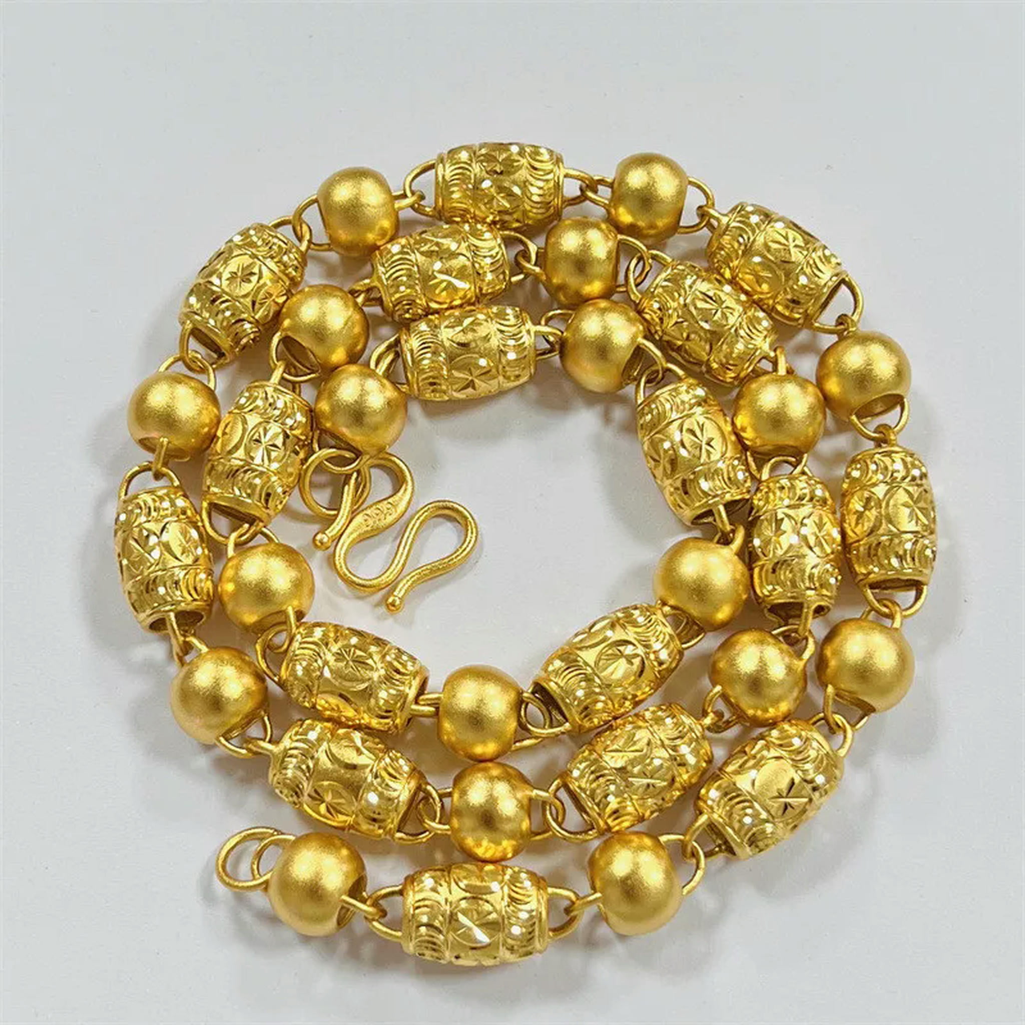 HOOUN Men's Matte Olive Beads 24K Thai Baht Gold GP Filled Necklace 12mm/28 inches Jew - Walmart.com