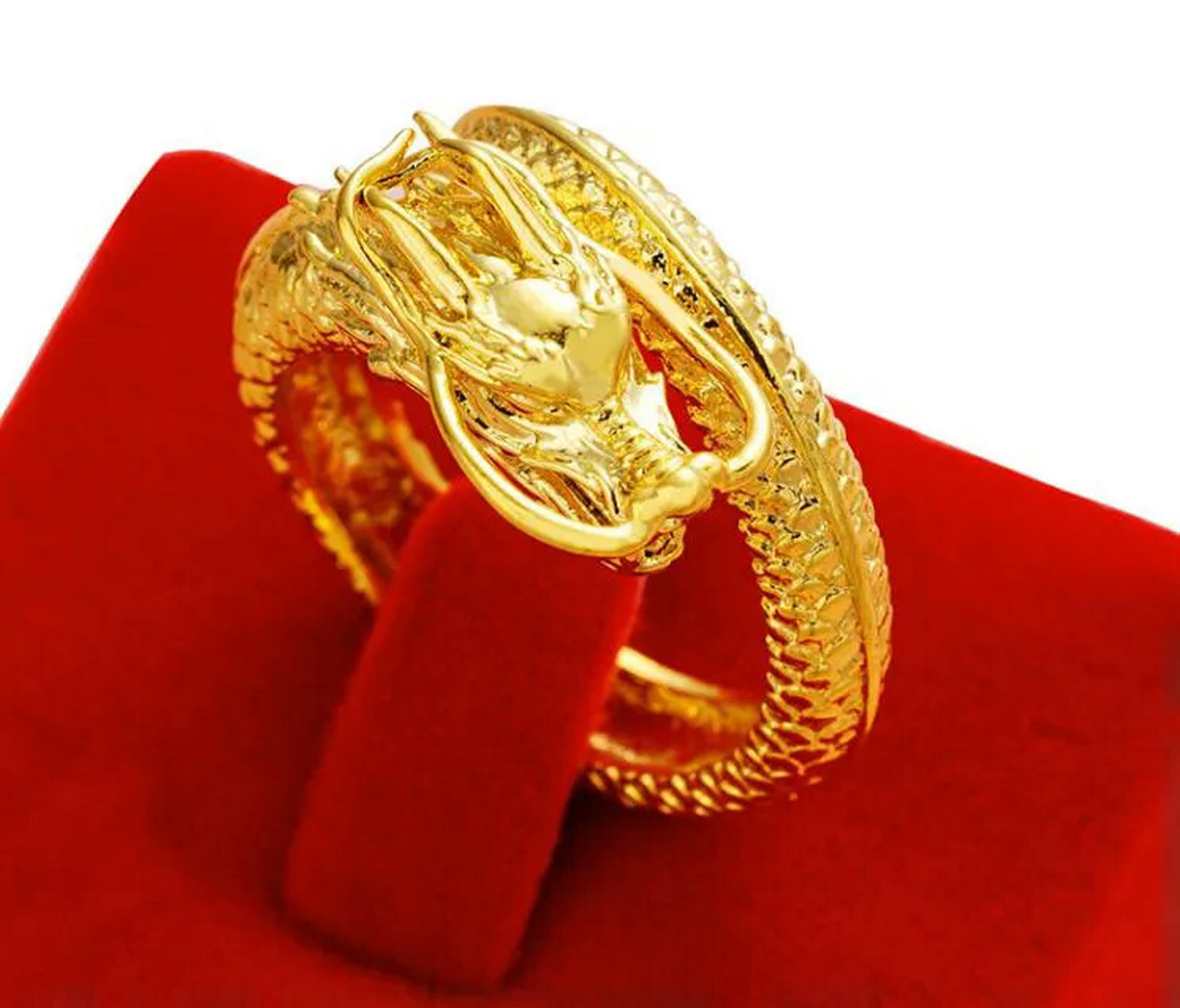 HOOUN Men's Overlord dragon head relief 24K THAI BAHT YELLOW GOLD ...