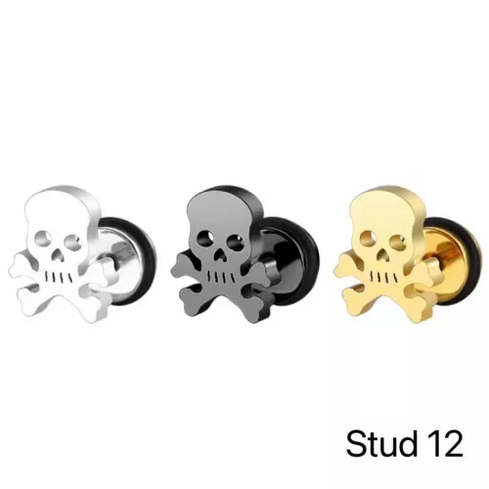 HOOUN Men's Unisex Gothic Punk Stud Earrings Retro Rock Biker Jewelry ...