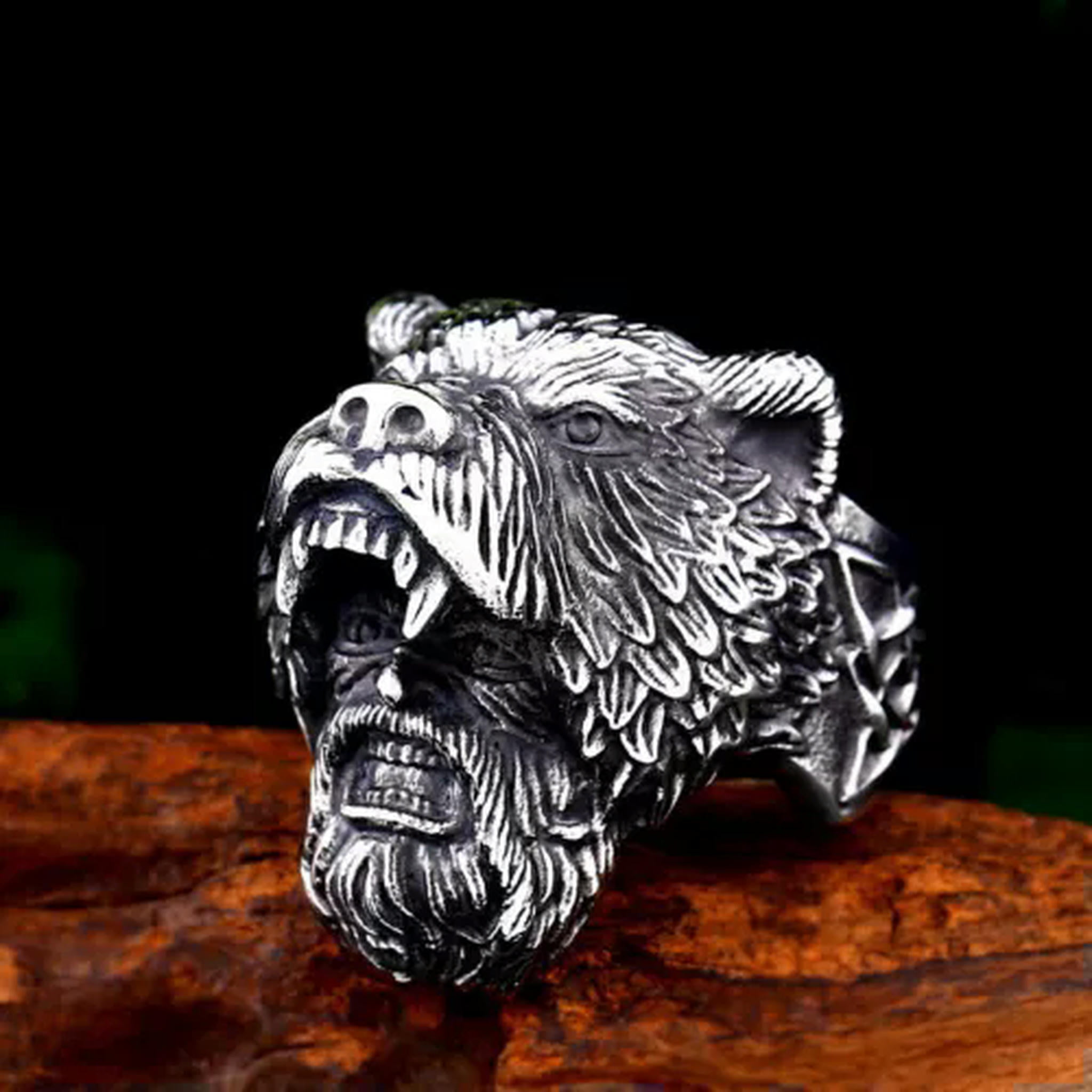 HOOUN Men's Viking Warrior Hunter Gladiator Pirate Ring Stainless Steel ...