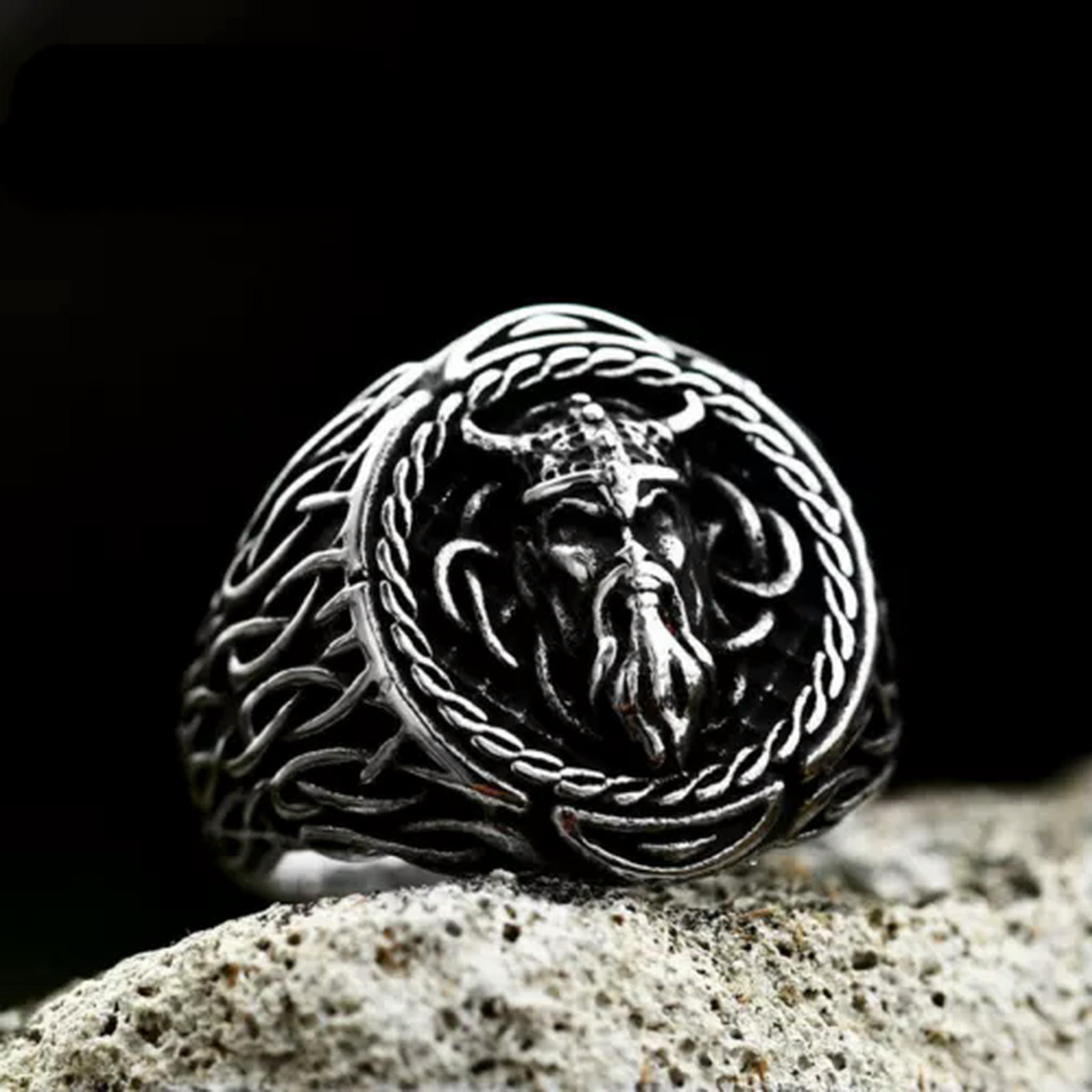 HOOUN Men's Viking Warrior Hunter Gladiator Pirate Ring Stainless Steel ...