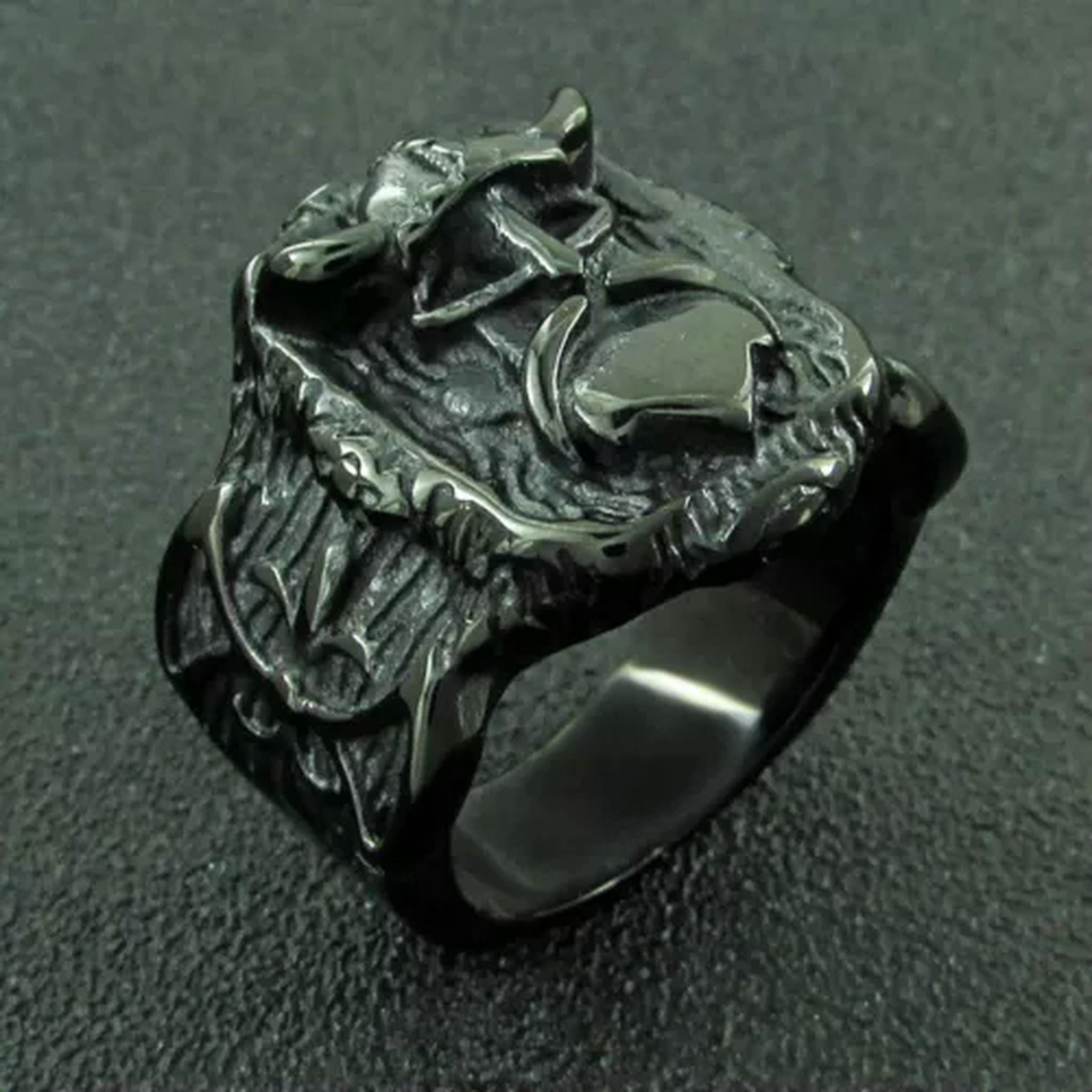 HOOUN Men's Viking Warrior Hunter Gladiator Pirate Ring Stainless Steel ...