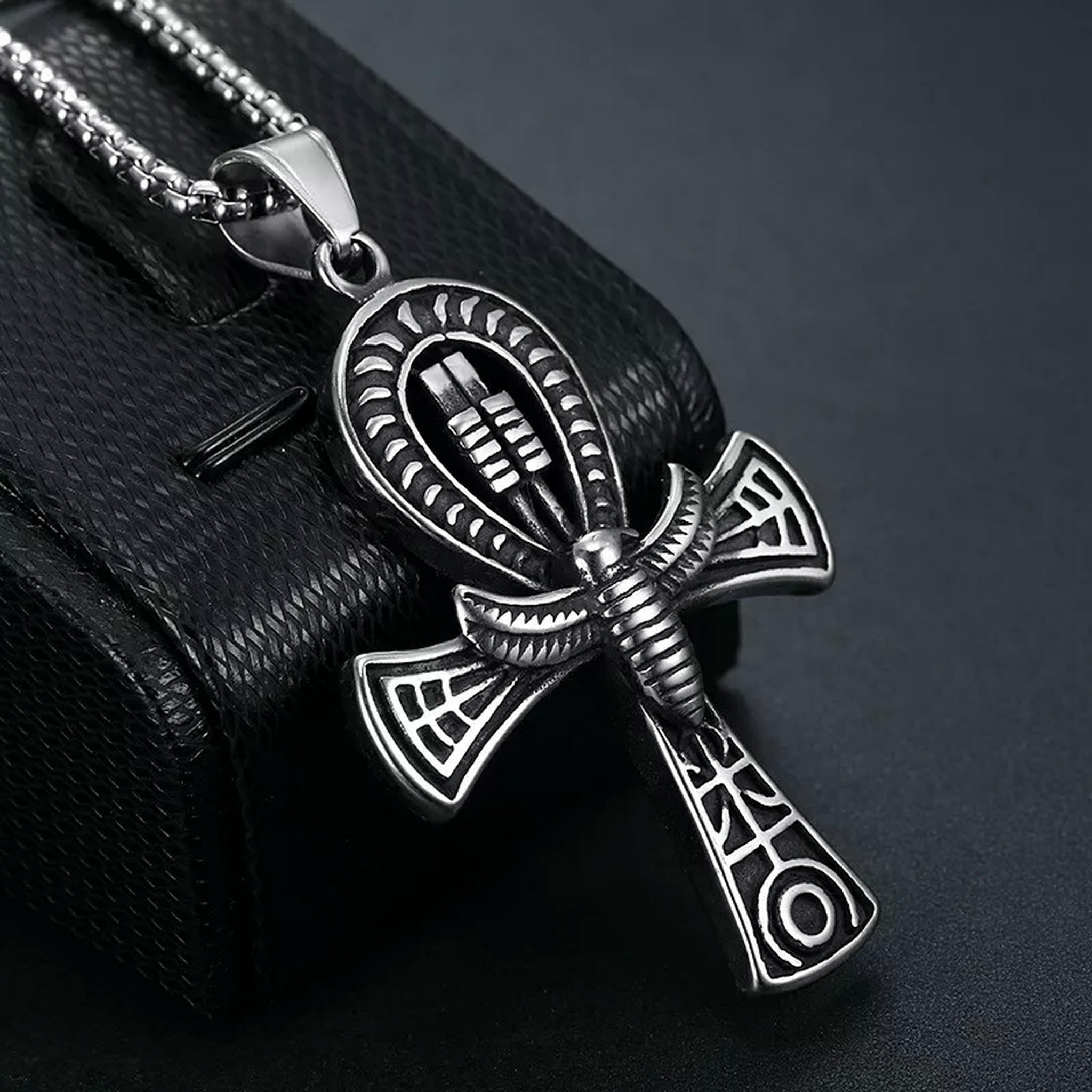 HOOUN Mens Ankh Cross Key of Life Pendant Necklace Egyptian Jewelry ...