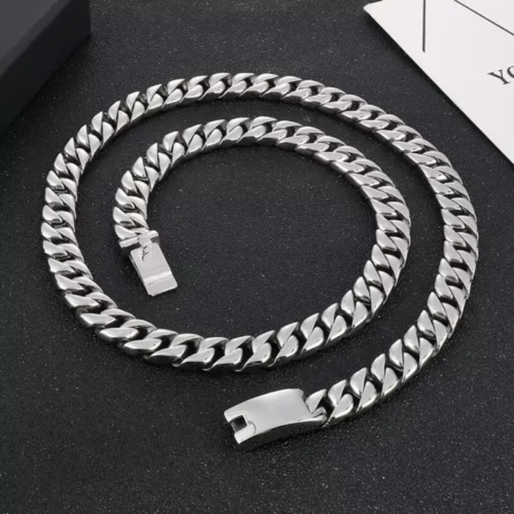 HOOUN Mens Casting Cuban Chain Link Necklace Polished Heavy Stainless ...