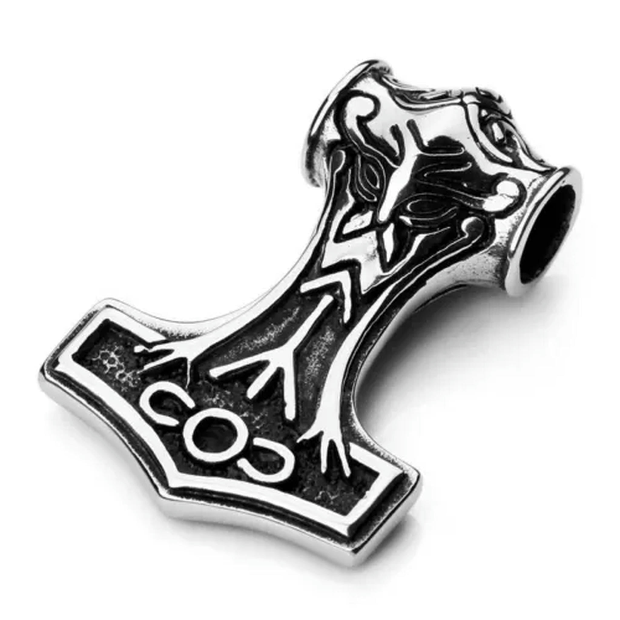 HOOUN Mens Silver Dragon / Scorpion / Cross / Viking Hammer Pendant ...