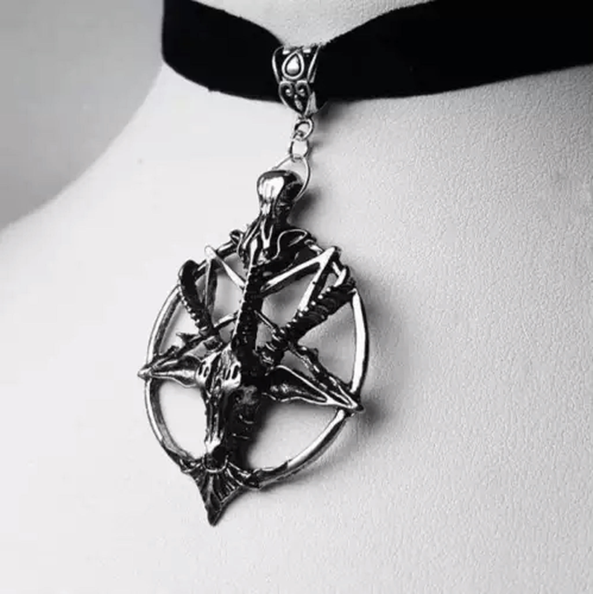 HOOUN Mens Star Pentagram Inverted Pentacle Necklace Wicca Women Chain ...