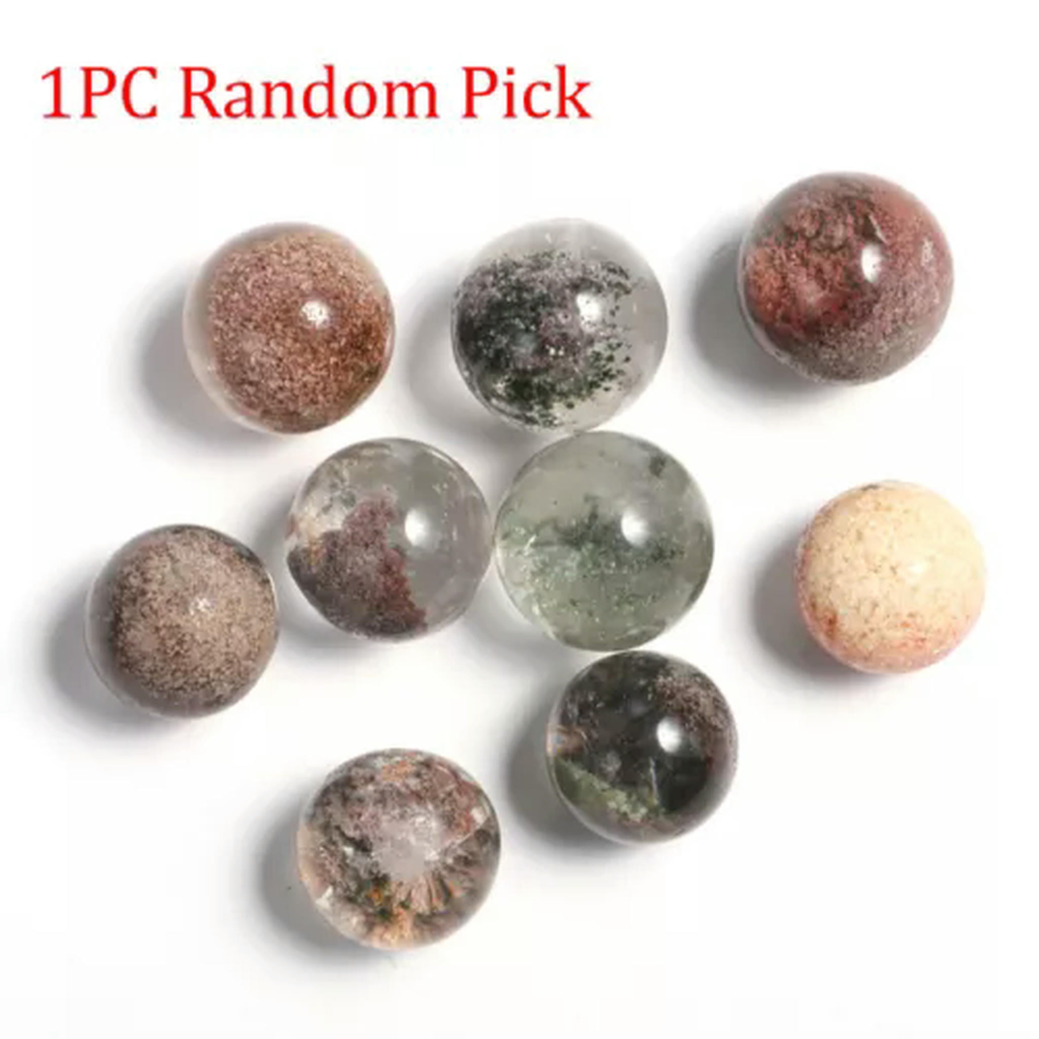 HOOUN Mini Natural Ghost Phantom Quartz Crystal Sphere Ball Garden ...