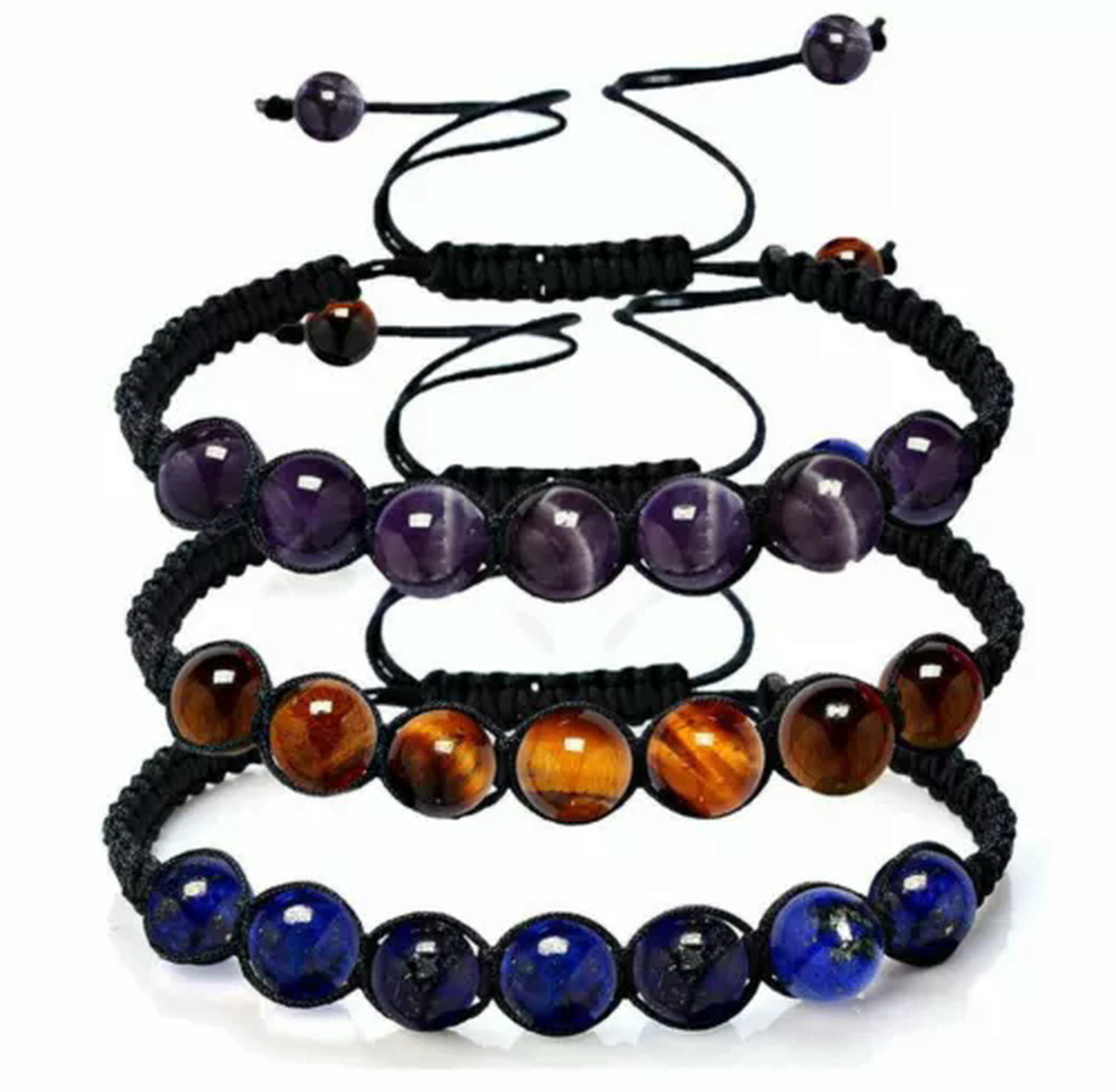 HOOUN Natural 7 Chakra Healing Balance Stone Beaded Braided Bracelet ...