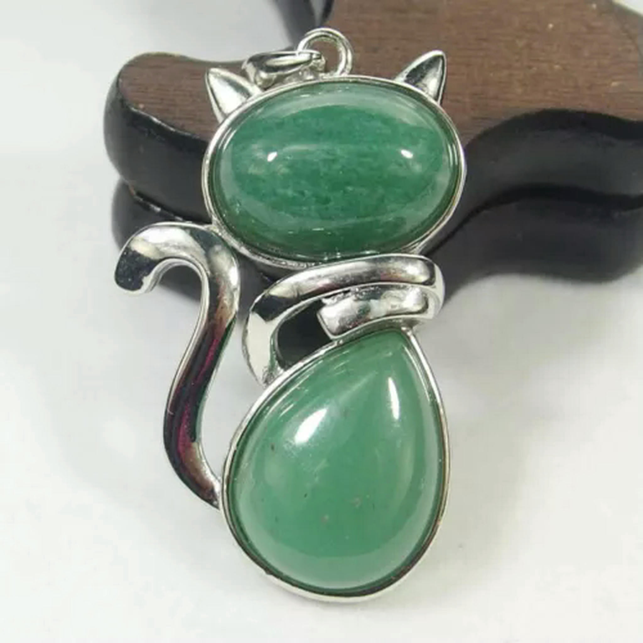 HOOUN Natural Gemstone Cat Fox Animal Reiki Chakra Pendant Charms ...