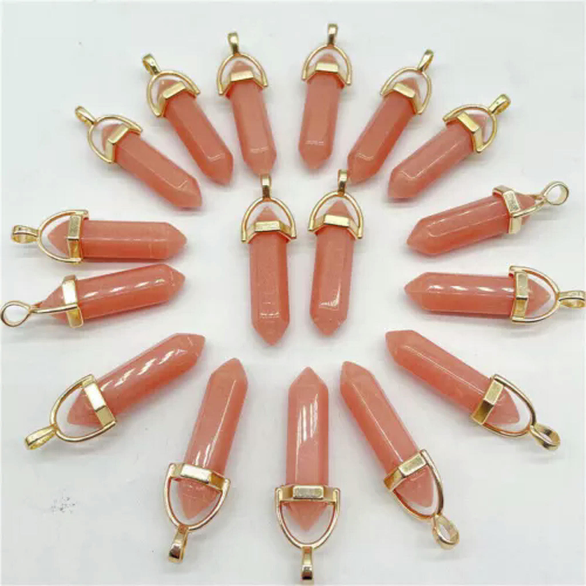 HOOUN Natural Stone 100pcs Gold Hexagonal Column Pendants for Jewelry ...
