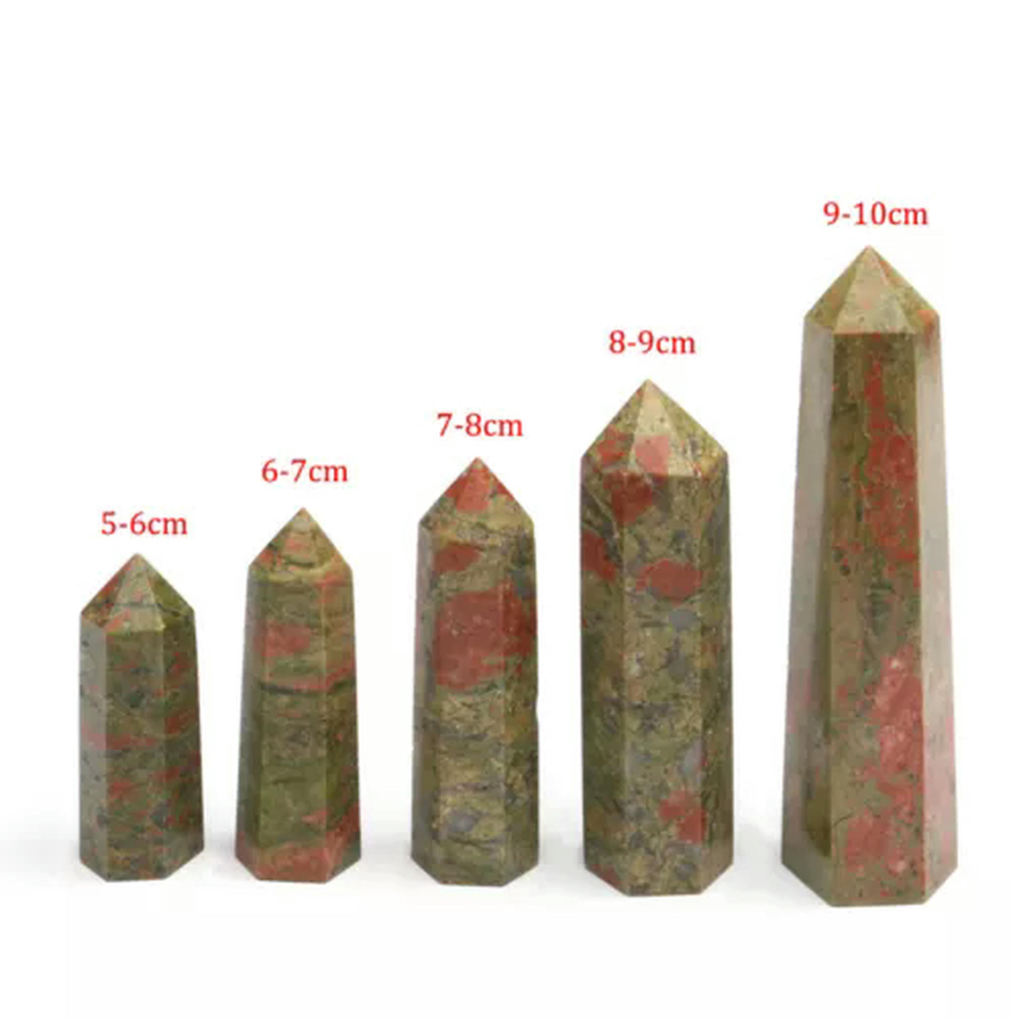 HOOUN Natural Unakite Obelisk Tower Quartz Crystal Point Reiki Healing ...