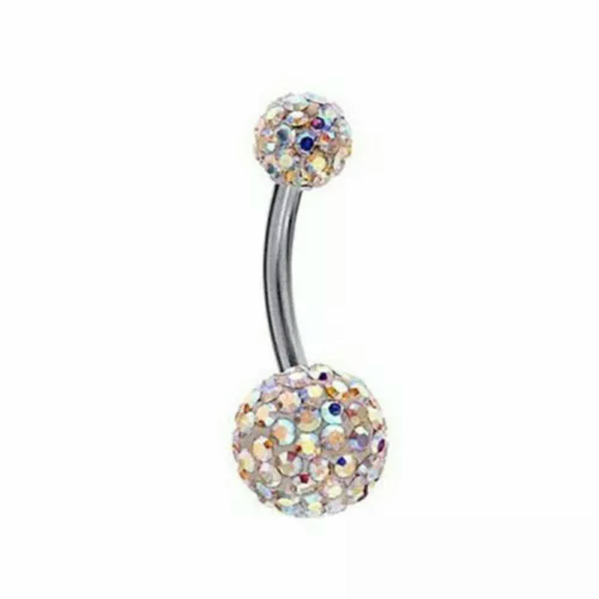 HOOUN Navel Belly Button Rings Crystal Ball Bar Barbell Body Piercing ...