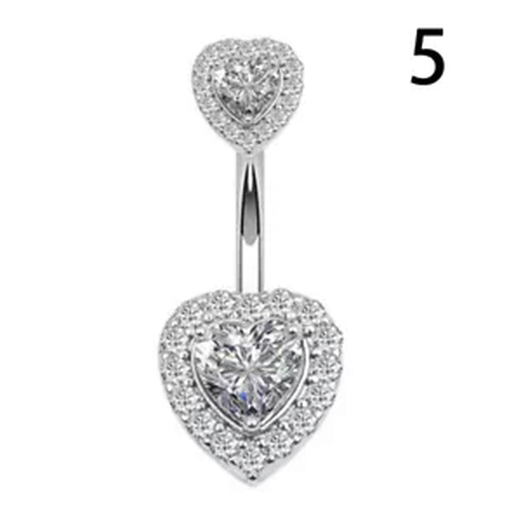 HOOUN New Belly Button Rings Dangle Rhinestone Navel Crystal Bar ...