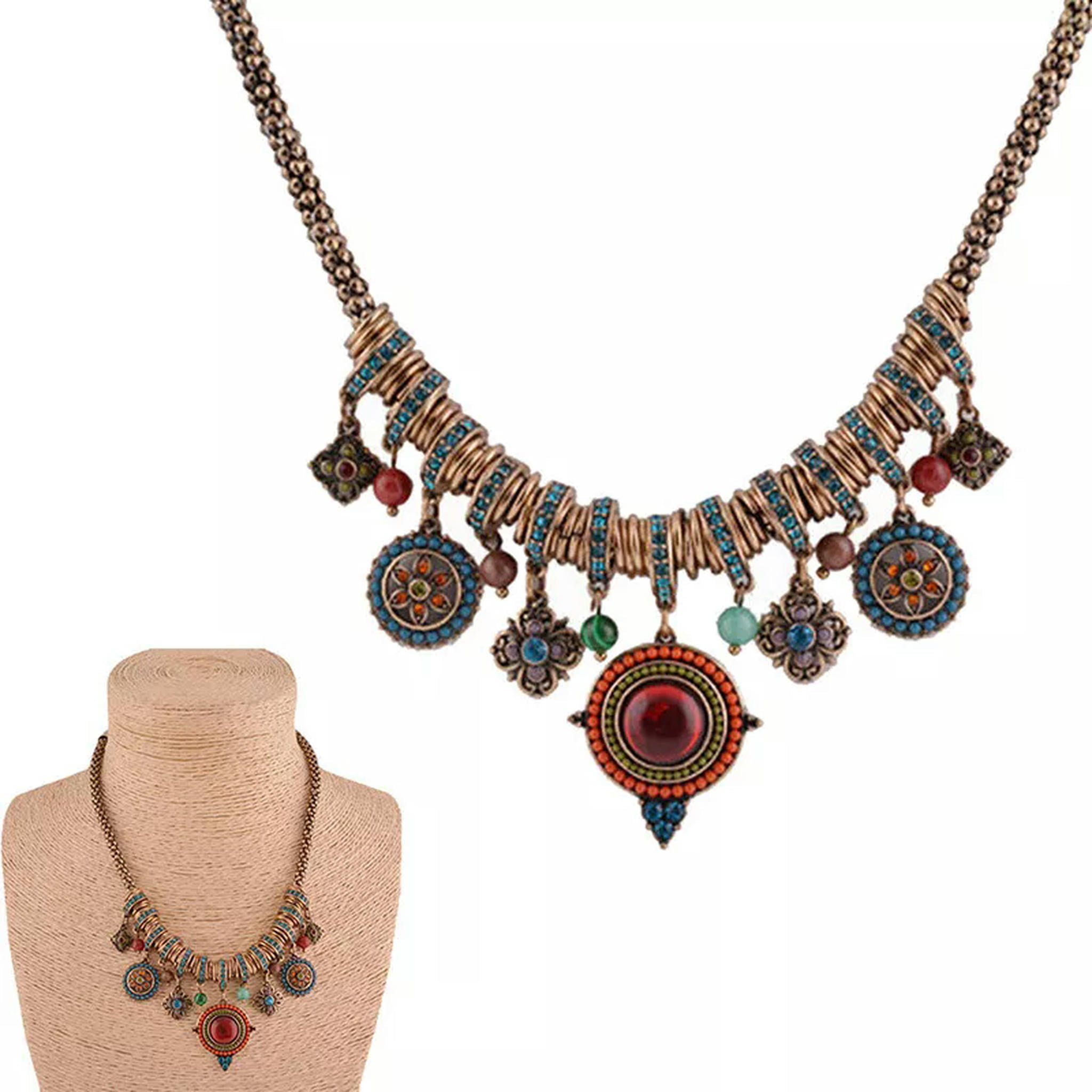 HOOUN New Gypsy Ethnic Tribal Turkish Boho Chain Bid Necklace Tassel ...