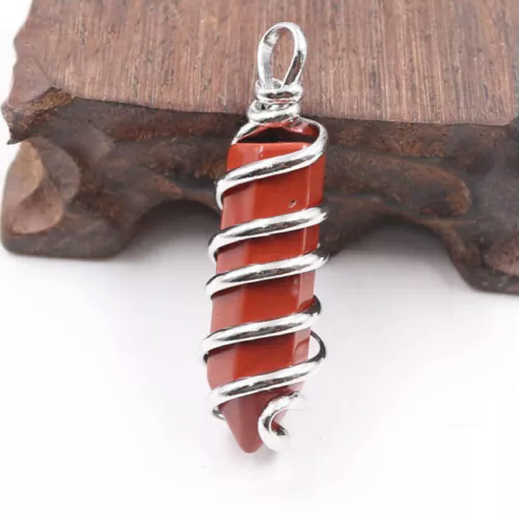 HOOUN New Natural Healing Energy Stone Spiral Wound Pendant Necklace ...